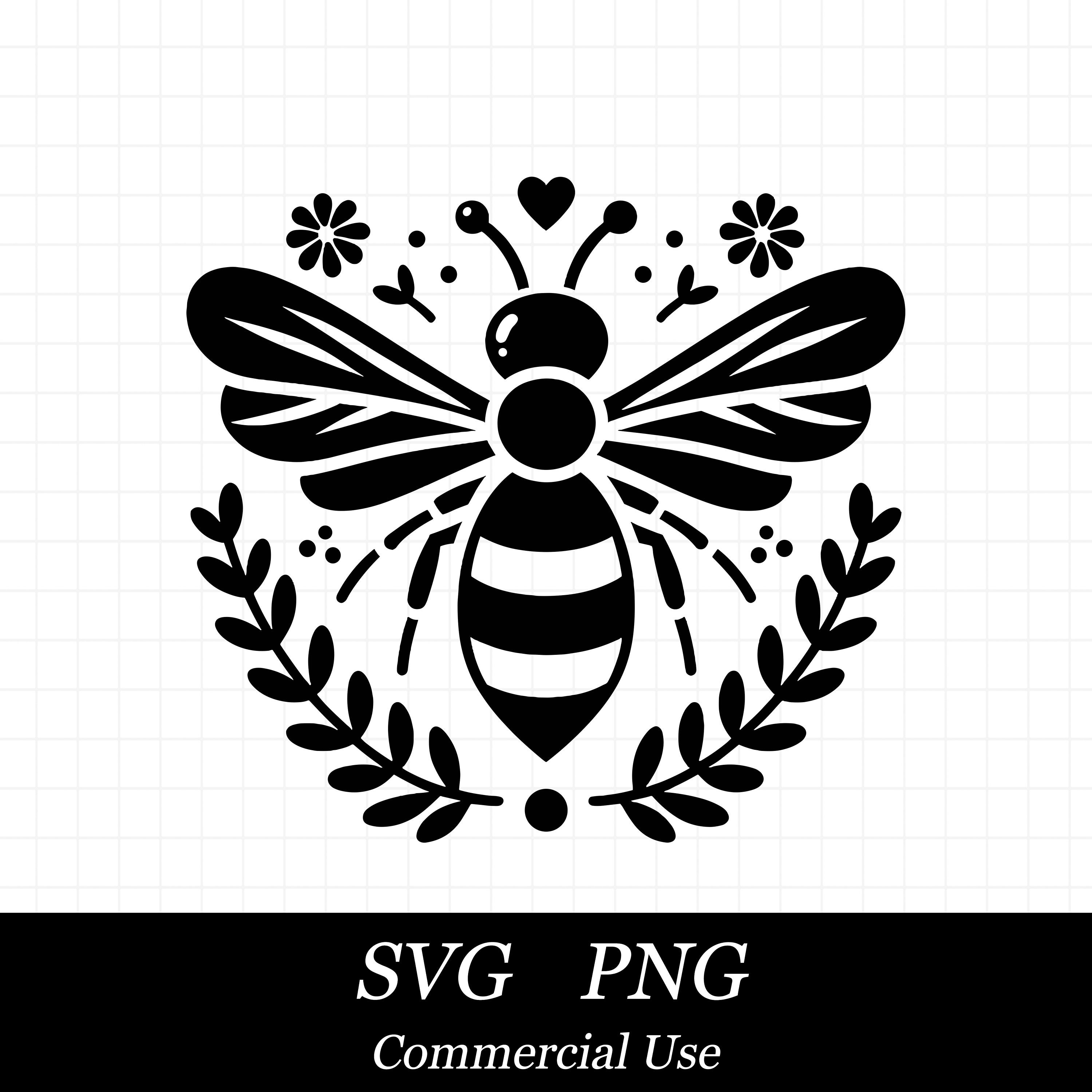 Floral Bee SVG, Honeybee Svg, Bee Png, Queen Bee Svg, SVG Files for ...