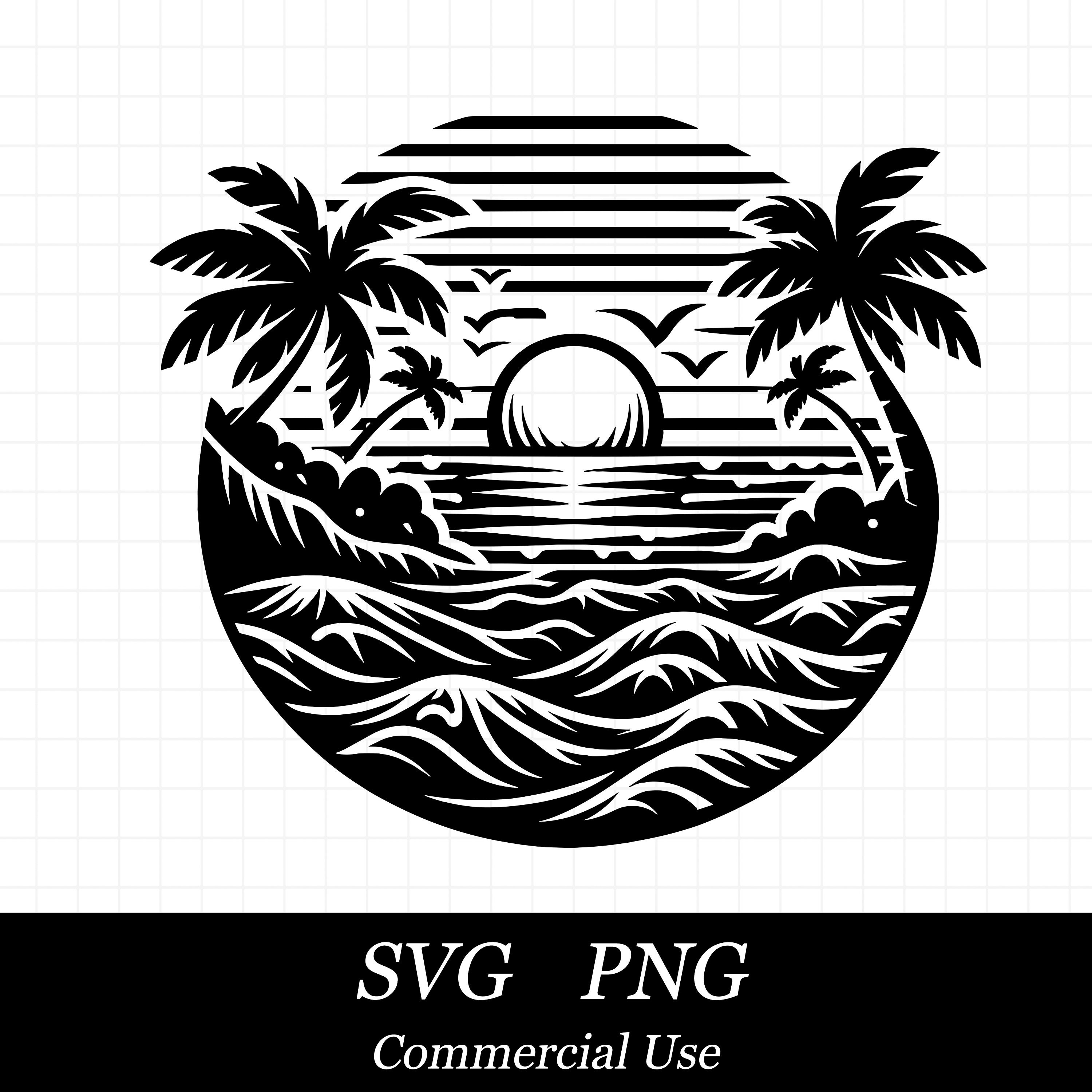 Beach SVG PNG, Palm Tree Svg, Ocean Svg, SVG Files for Cricut ...