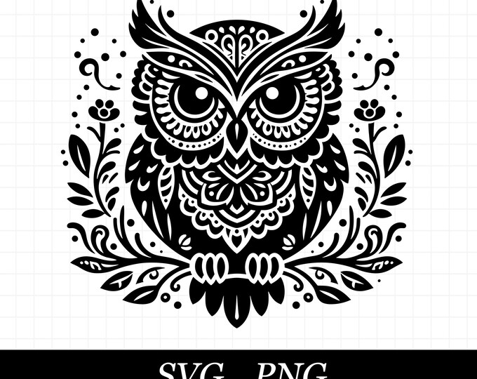 Floral Owl SVG PNG, Cute Owl Svg, Bird Svg, SVG Files for Cricut ...
