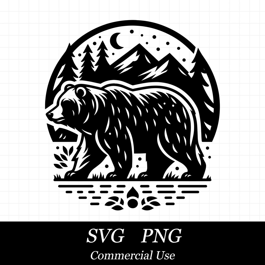 Forest Mountain Bear SVG PNG, Mountain Svg, Animal Svg, SVG Files for ...