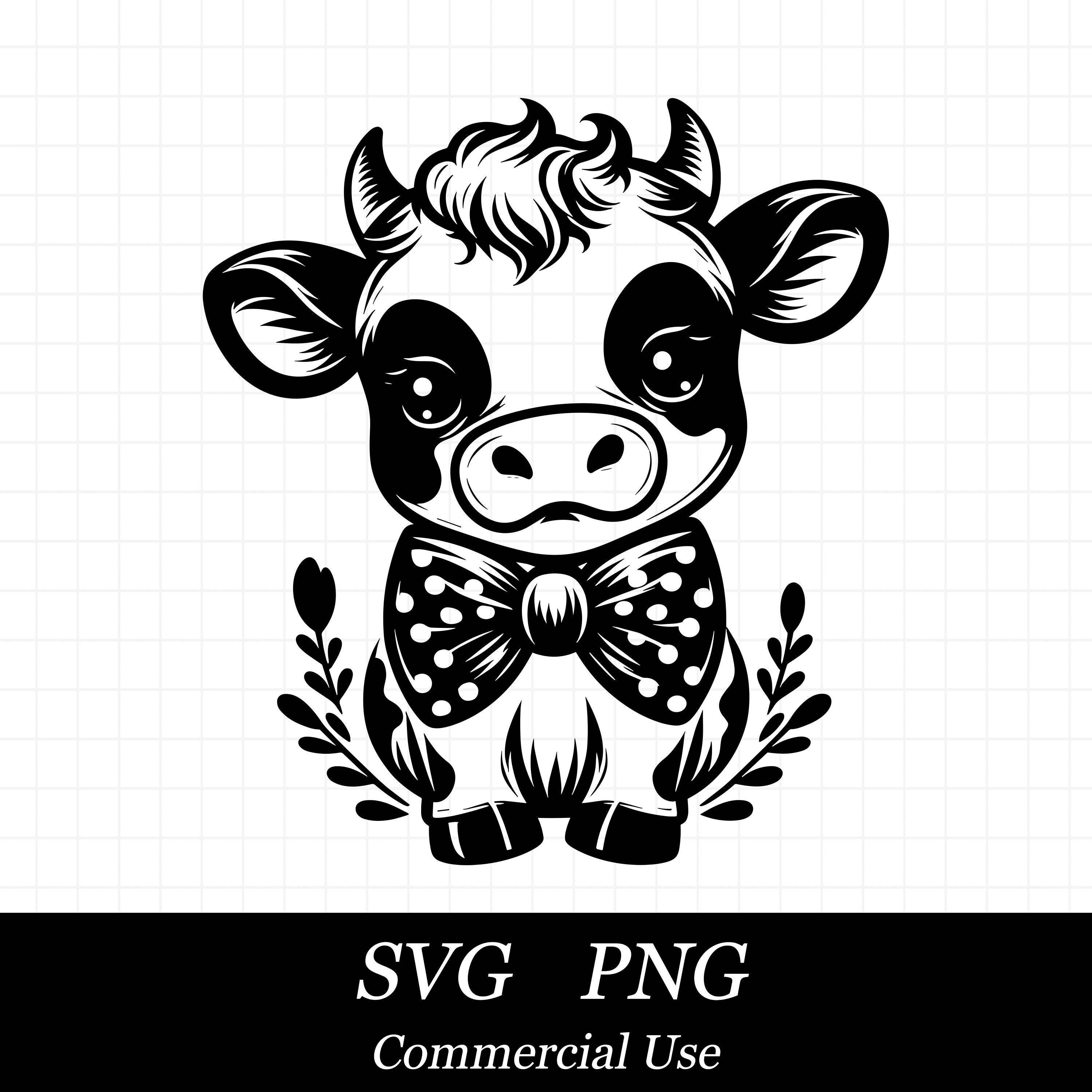 Polka Dot Bow Tie Baby Cow SVG, Cow PNG, Cute Cow Svg, Dairy Cow Svg ...