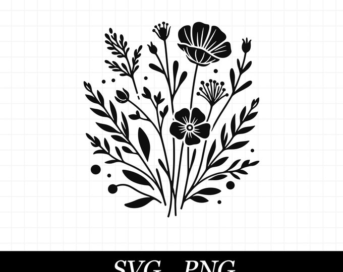 Wildflowers SVG PNG, Floral Svg, Minimalist Svg, SVG Files for Cricut ...