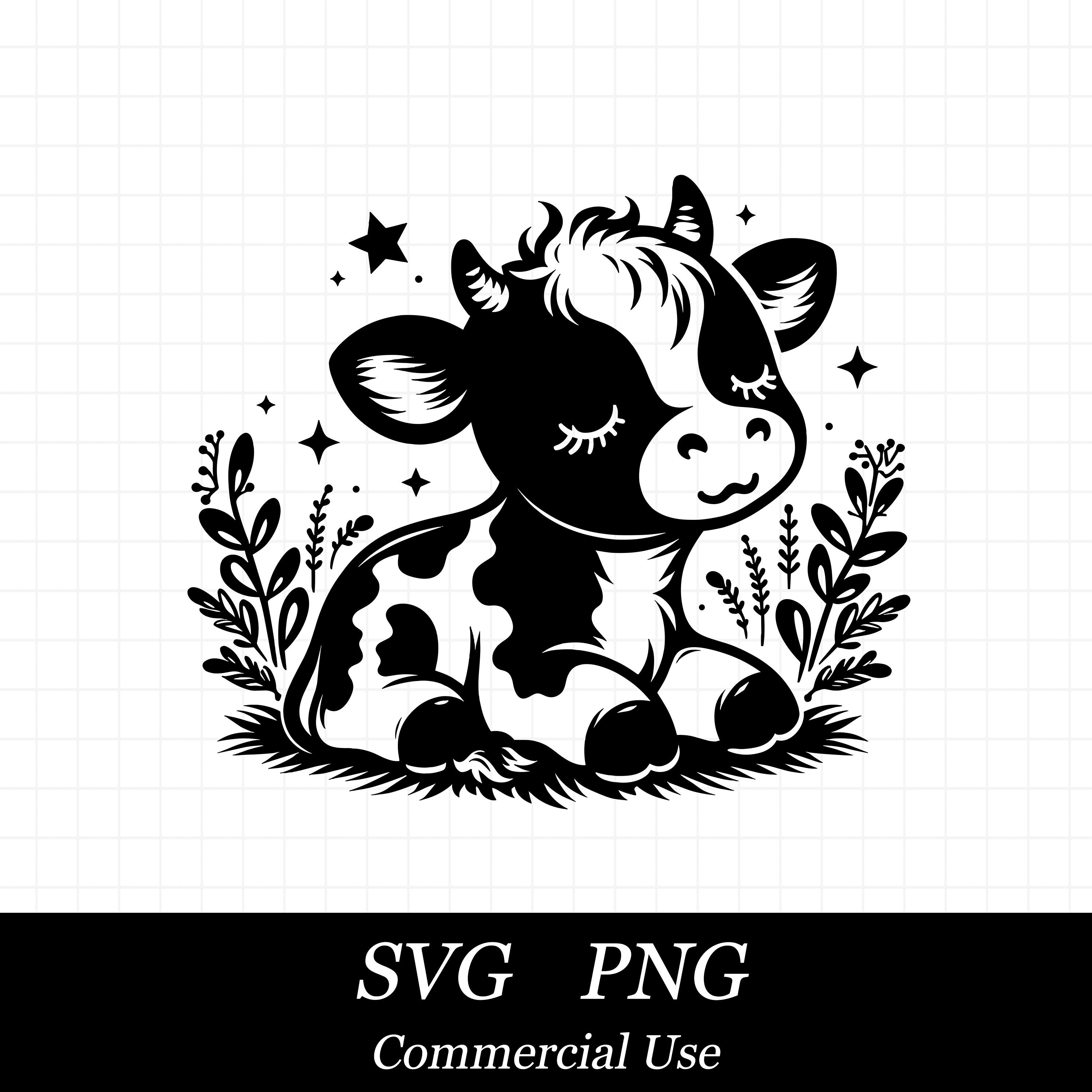 Floral Baby Cow SVG, Cow PNG, Cute Cow Svg, Dairy Cow Svg, SVG Files ...