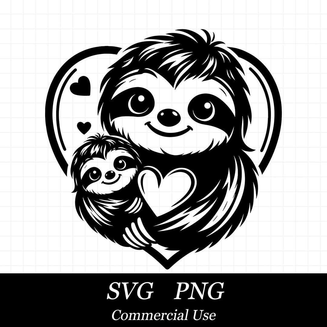 Sloth SVG Files for Cricut, Sloth Mama Svg, Cute Sloth Png, Commercial ...