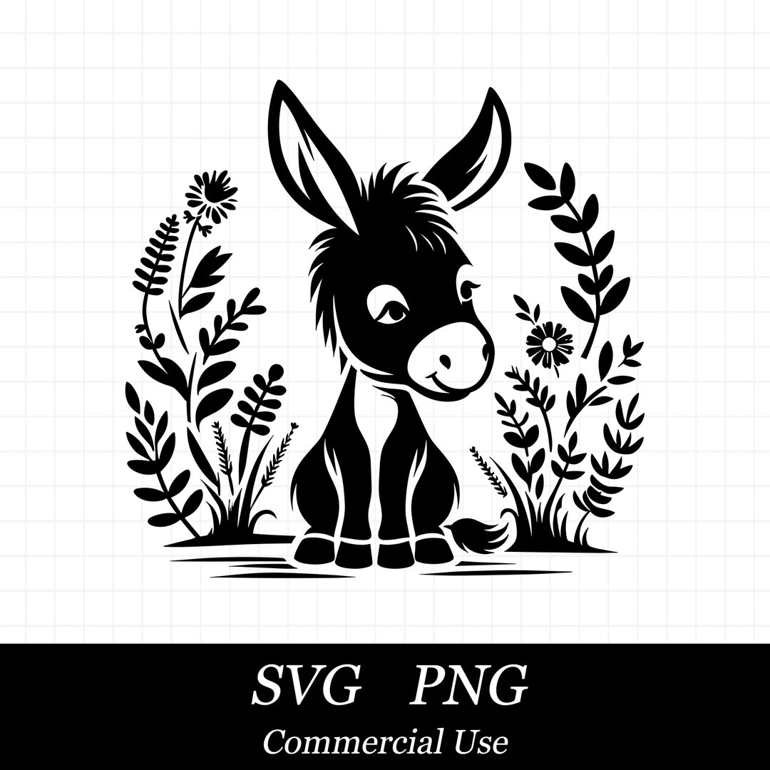 Floral Donkey SVG, Donkey PNG, Svg File for Cricut, Farm Animal Svg ...