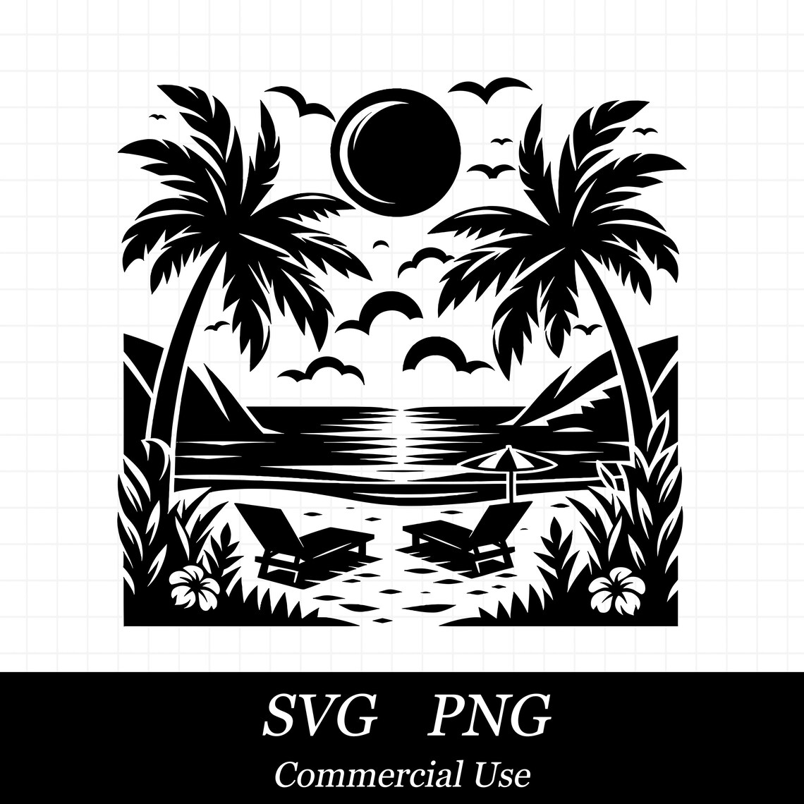 Palm Tree Beach SVG PNG, Palm Tree Svg, Ocean Svg, SVG Files for Cricut ...