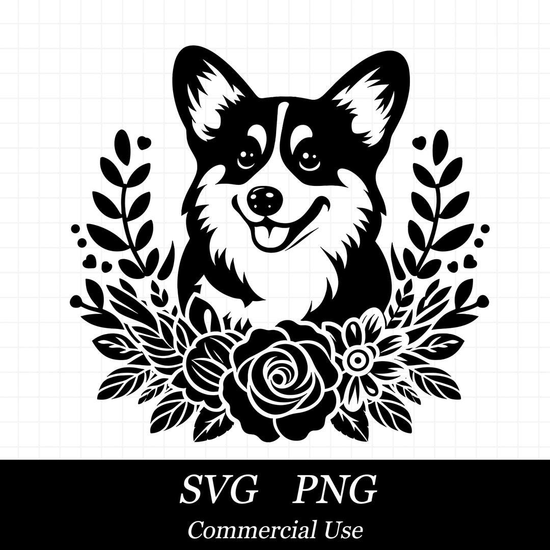 Corgi SVG Files for Cricut, Corgi Shirt SVG, Floral Corgi Png ...