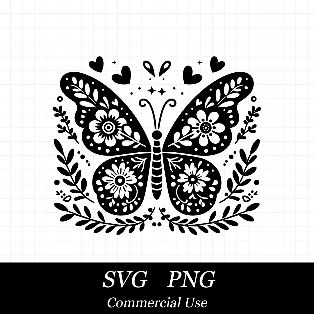 Floral Butterfly SVG PNG, Botanical Nature Svg, SVG Files for Cricut ...