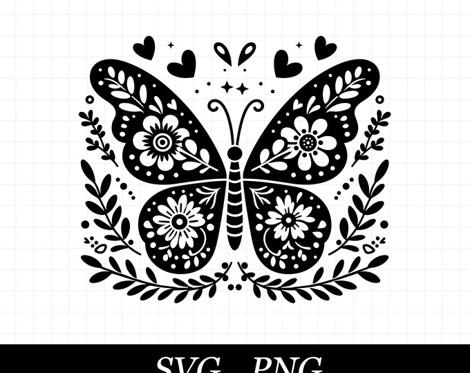 Floral Butterfly SVG PNG, Botanical Nature Svg, SVG Files for Cricut ...