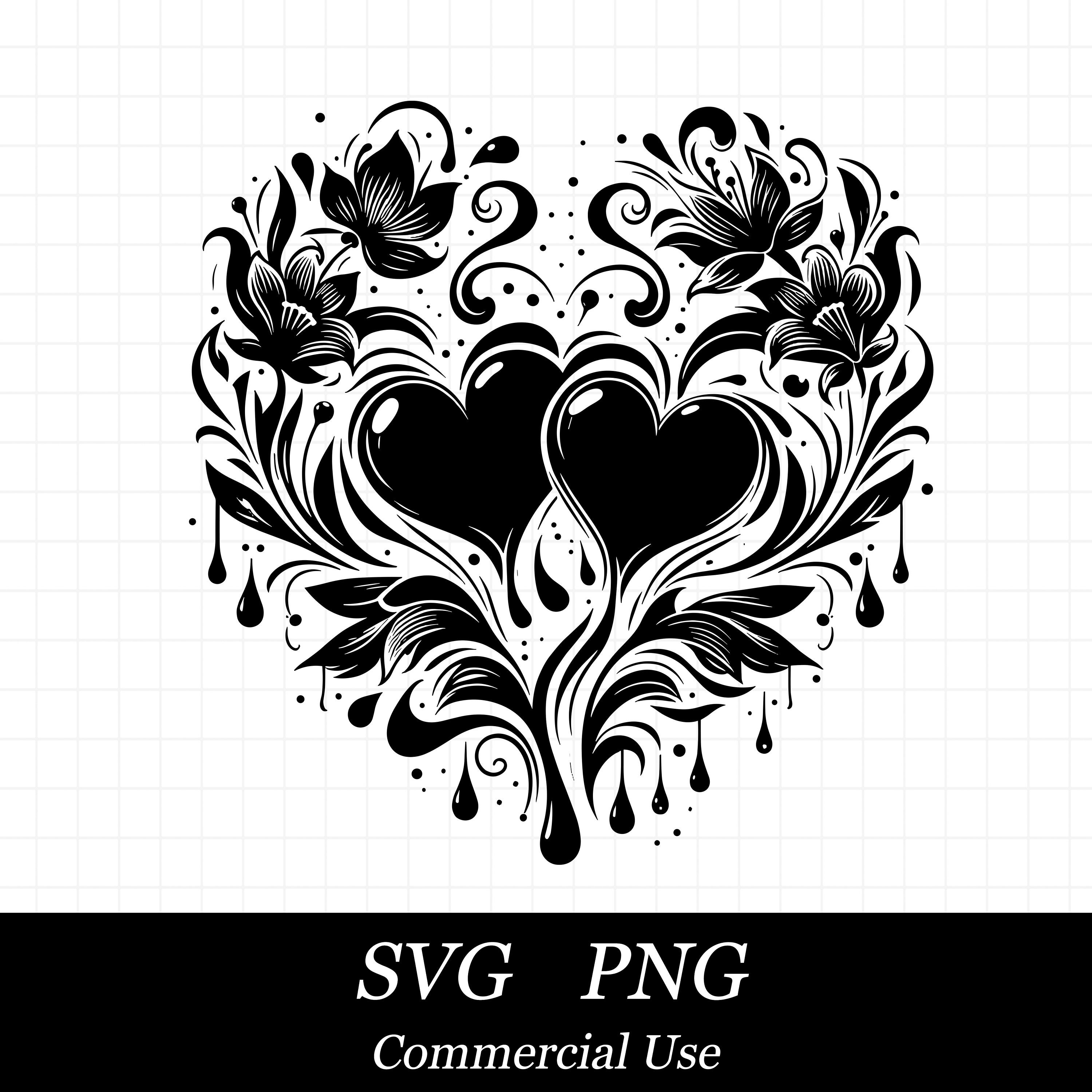 Floral Hearts SVG PNG, Heart Svg, SVG Files for Cricut, Commercial Use ...