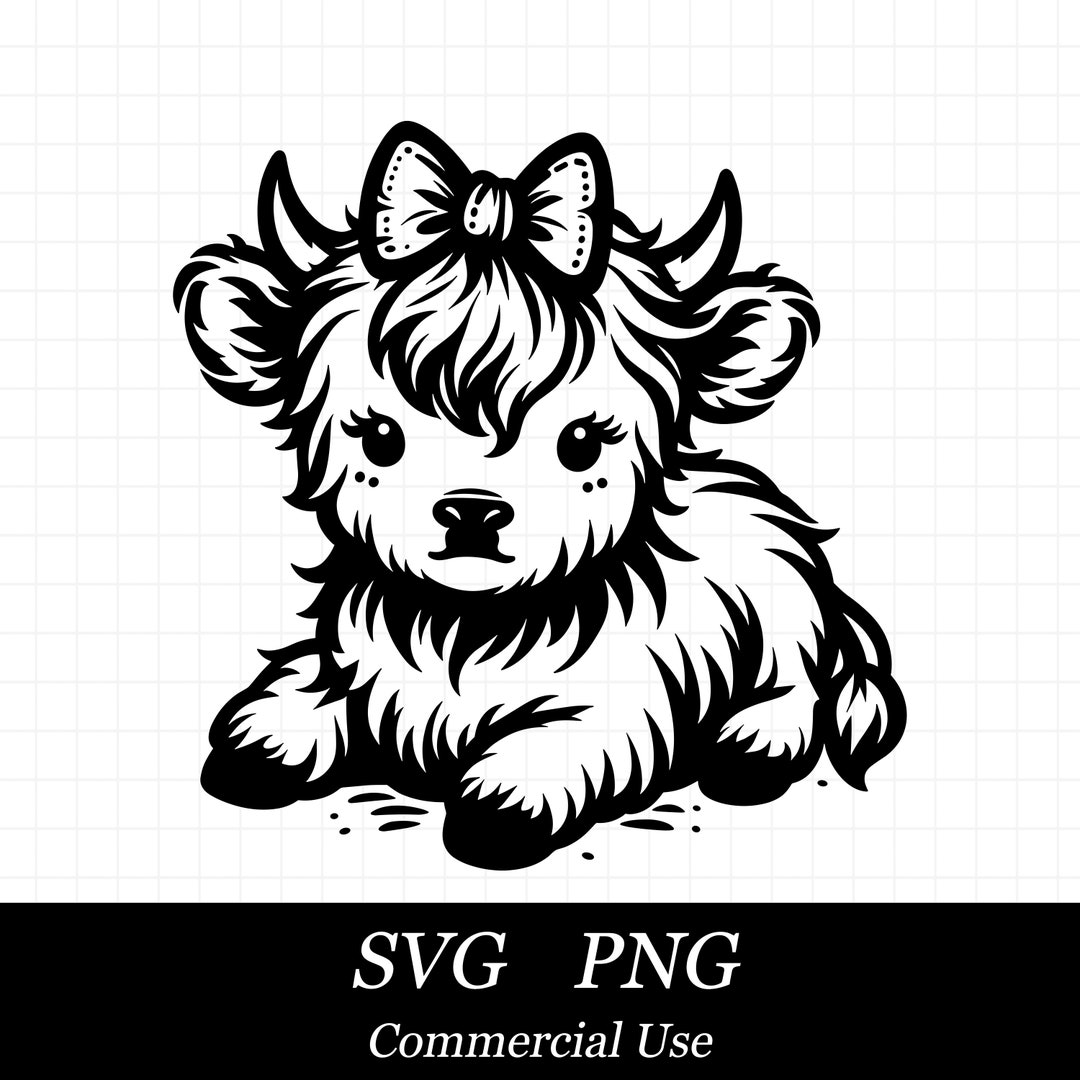Baby Highland Cow SVG, Bow Highland Cow PNG, SVG Files for Cricut ...