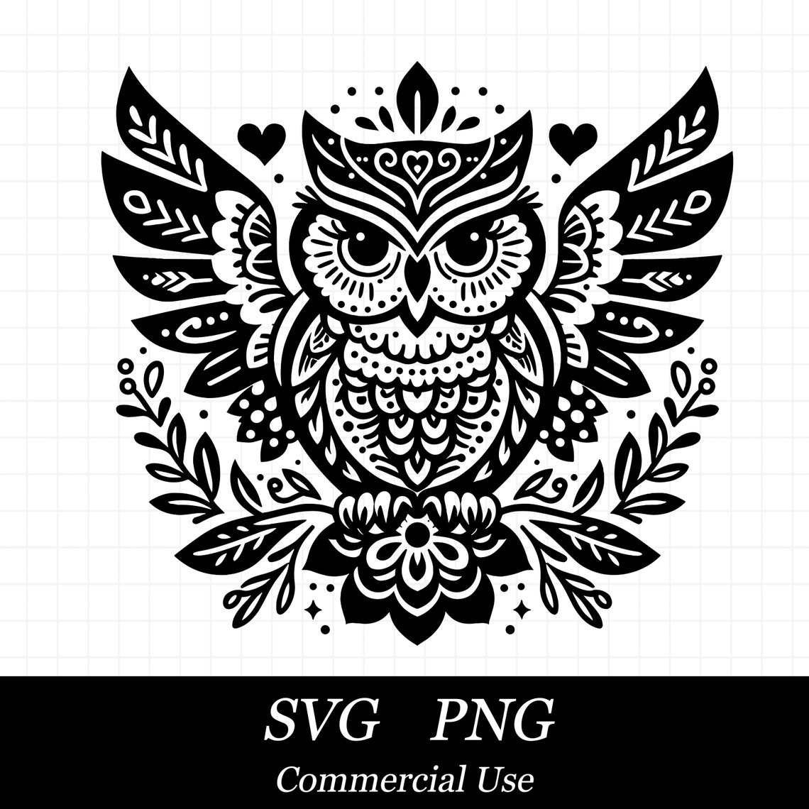 Floral Owl SVG PNG, Cute Owl Svg, Bird Svg, SVG Files for Cricut ...