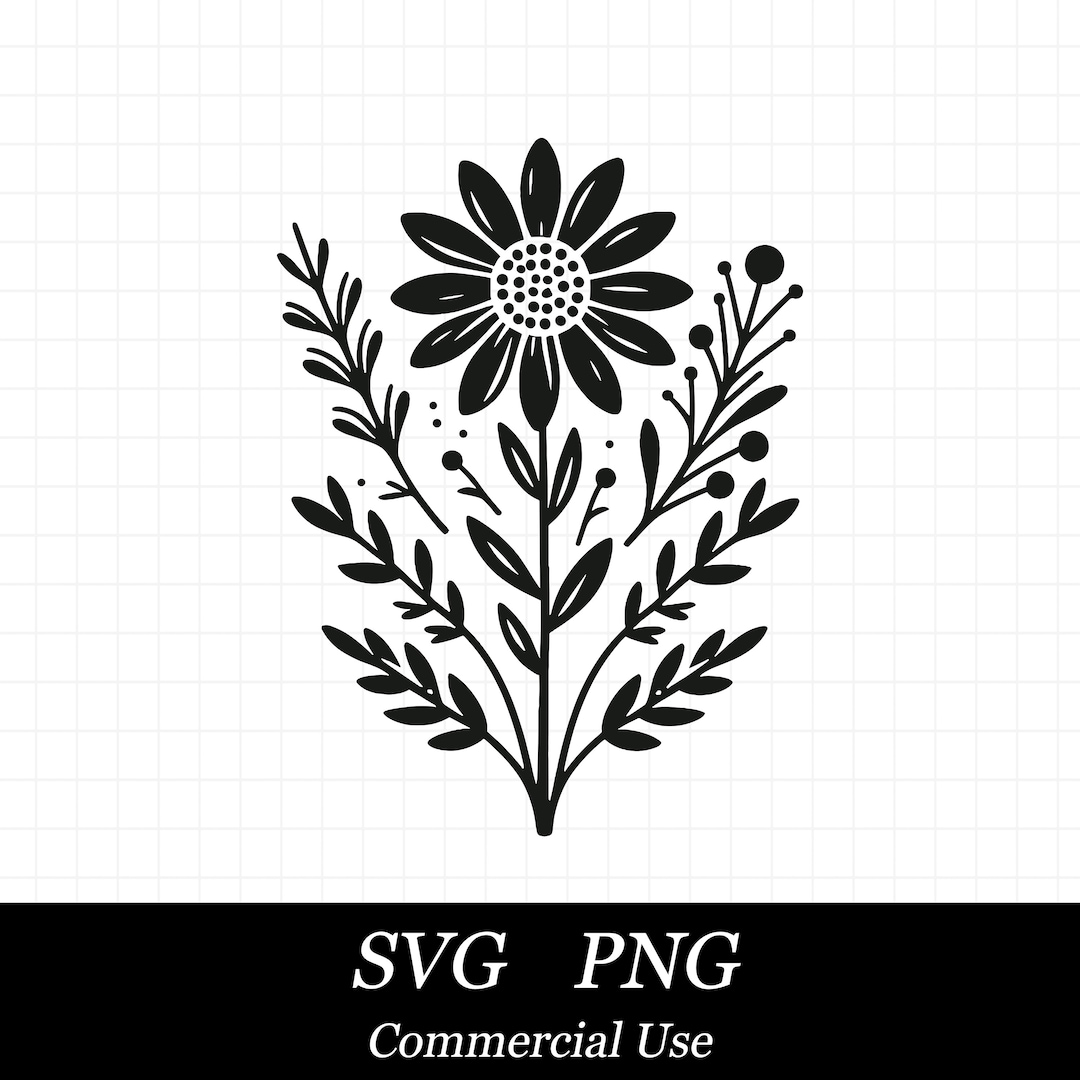 Flor SVG PNG, Floral Svg, Wildflower Svg, Archivos SVG para Cricut, Uso ...