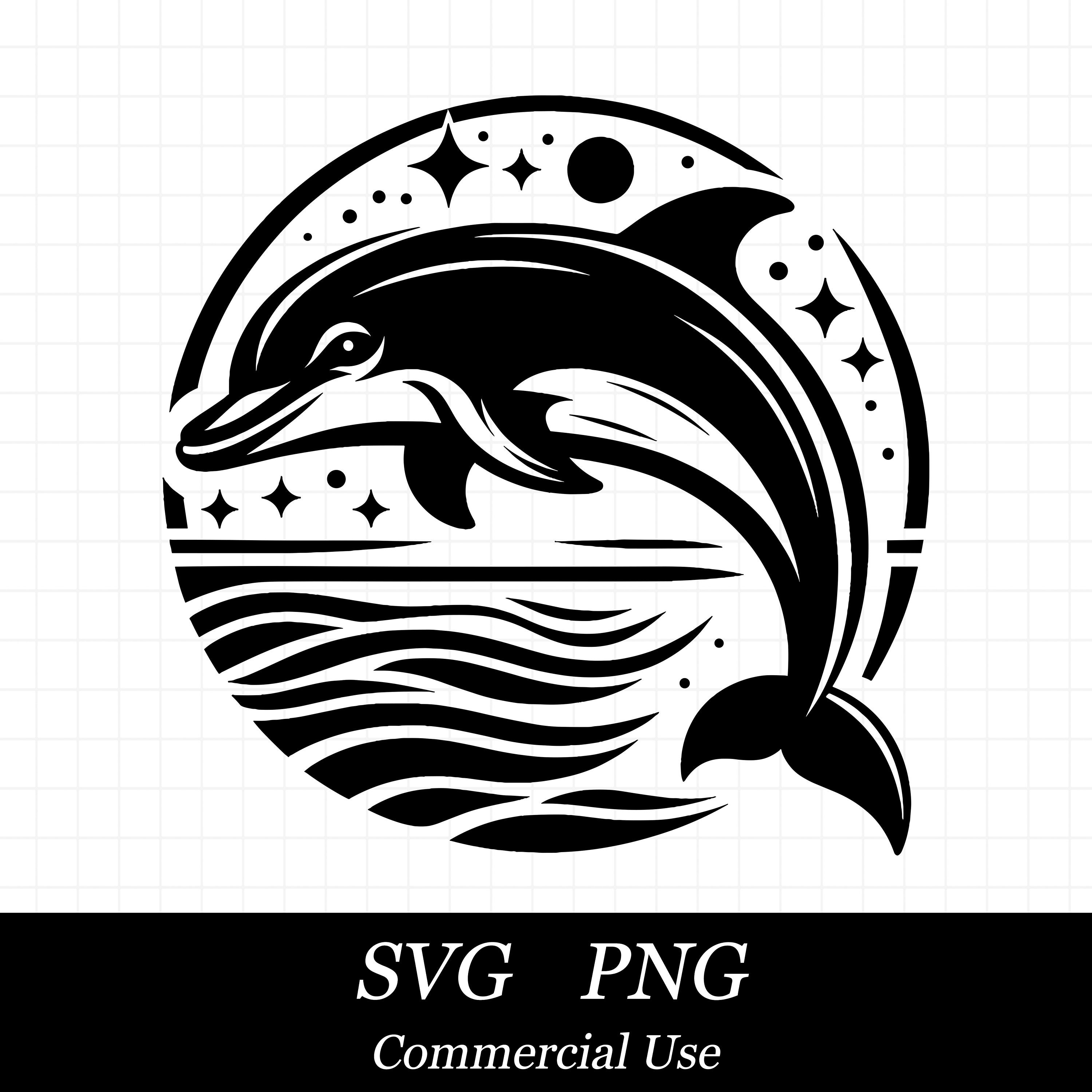 Dolphin SVG PNG, Ocean Waves Svg, SVG Files for Cricut, Commercial Use ...