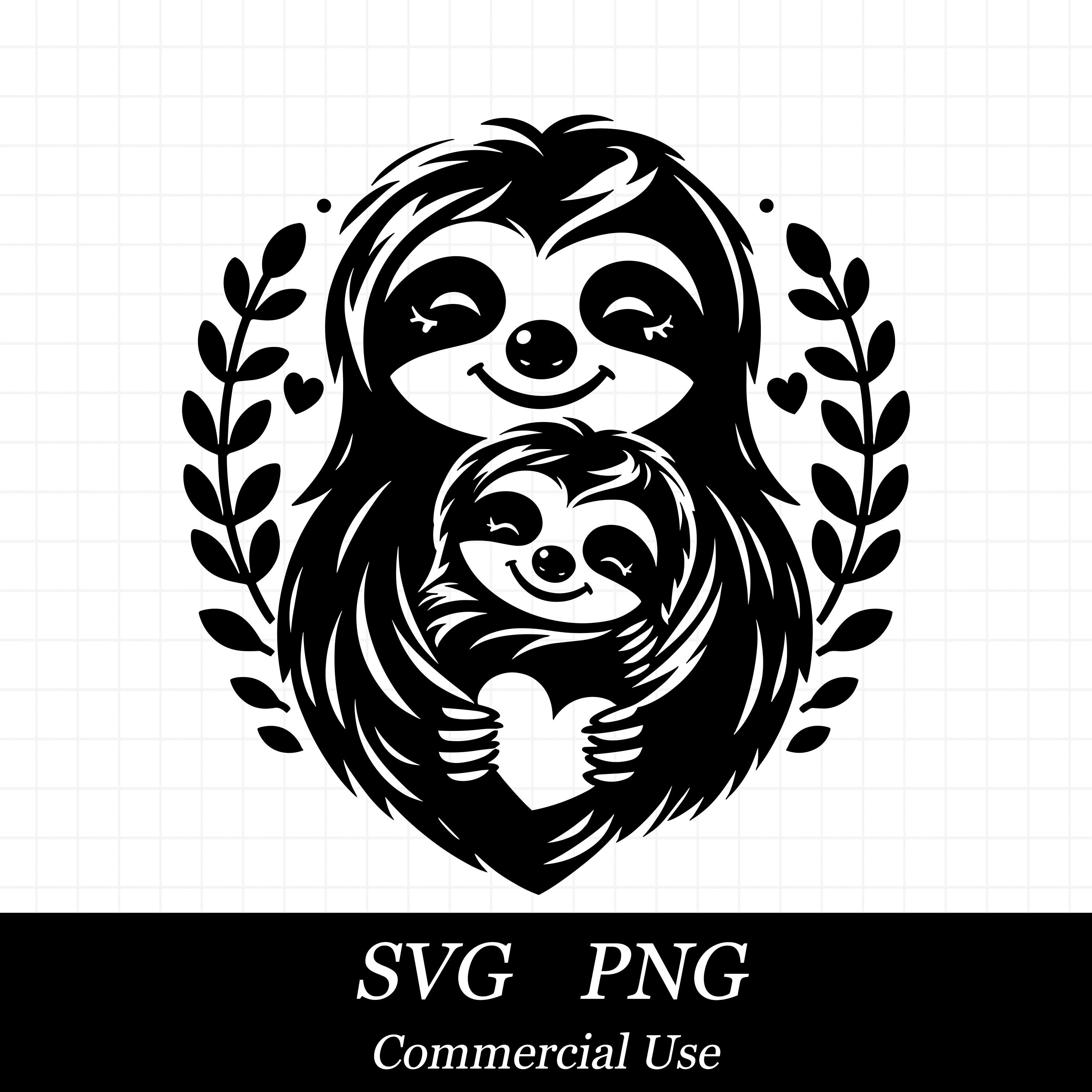 Mama Faultier SVG PNG, Faultier Herz SVG, niedliches Faultier SVG, SVG ...