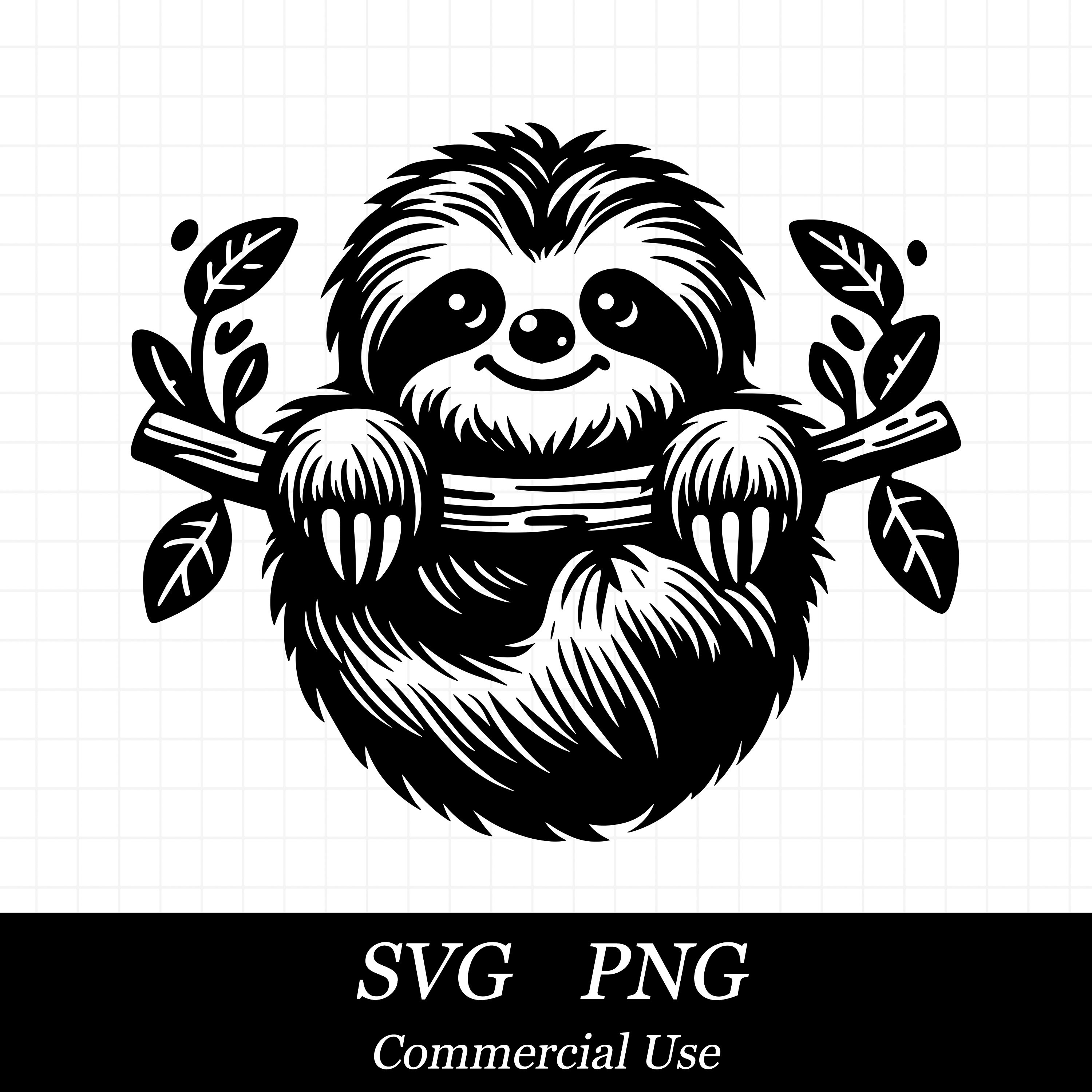 Sloth SVG PNG, Botanical Sloth Svg, Sloth on Branch Svg, SVG Files for ...