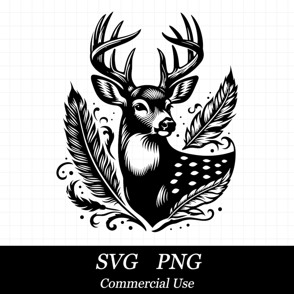 Buck Deer SVG PNG, Hunting Svg, Botanical Deer Svg, SVG Files for ...