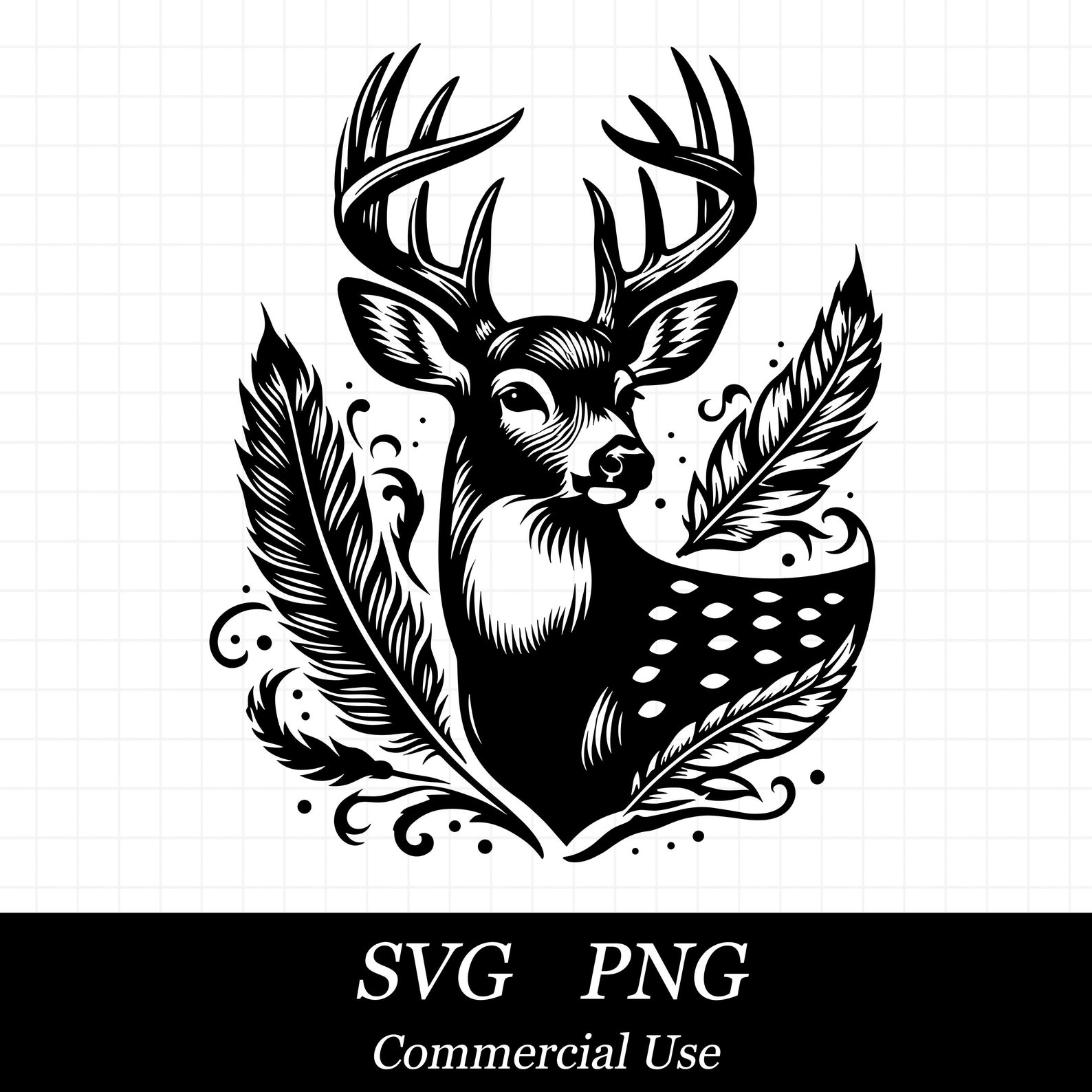 Buck Deer SVG PNG, Hunting Svg, Botanical Deer Svg, SVG Files for ...