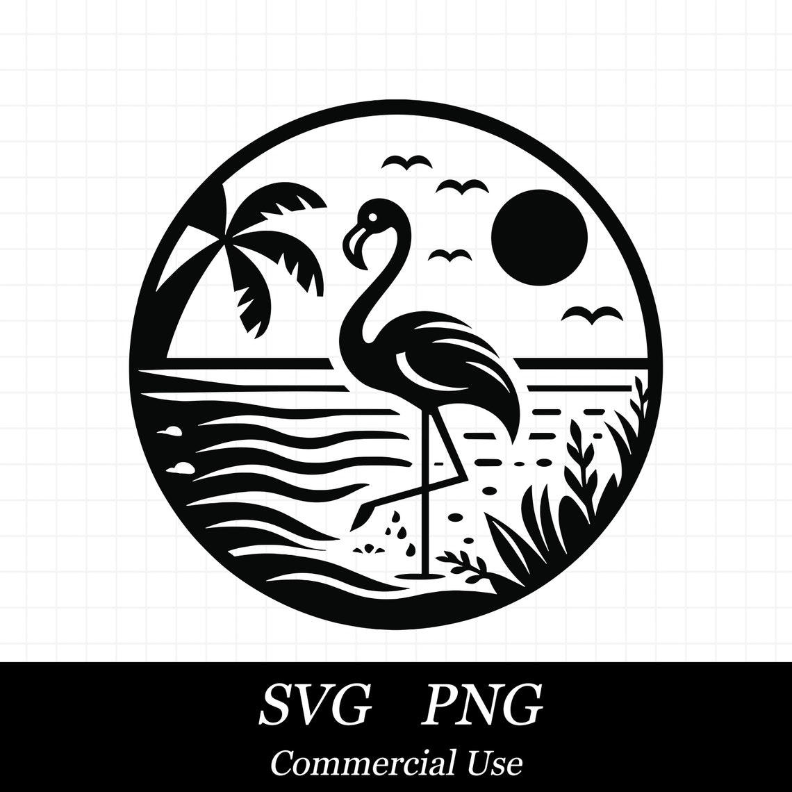 Flamingo Svg Png Beach Svg Round Svg Svg Files For Cricut Commercial Use Instant Digital