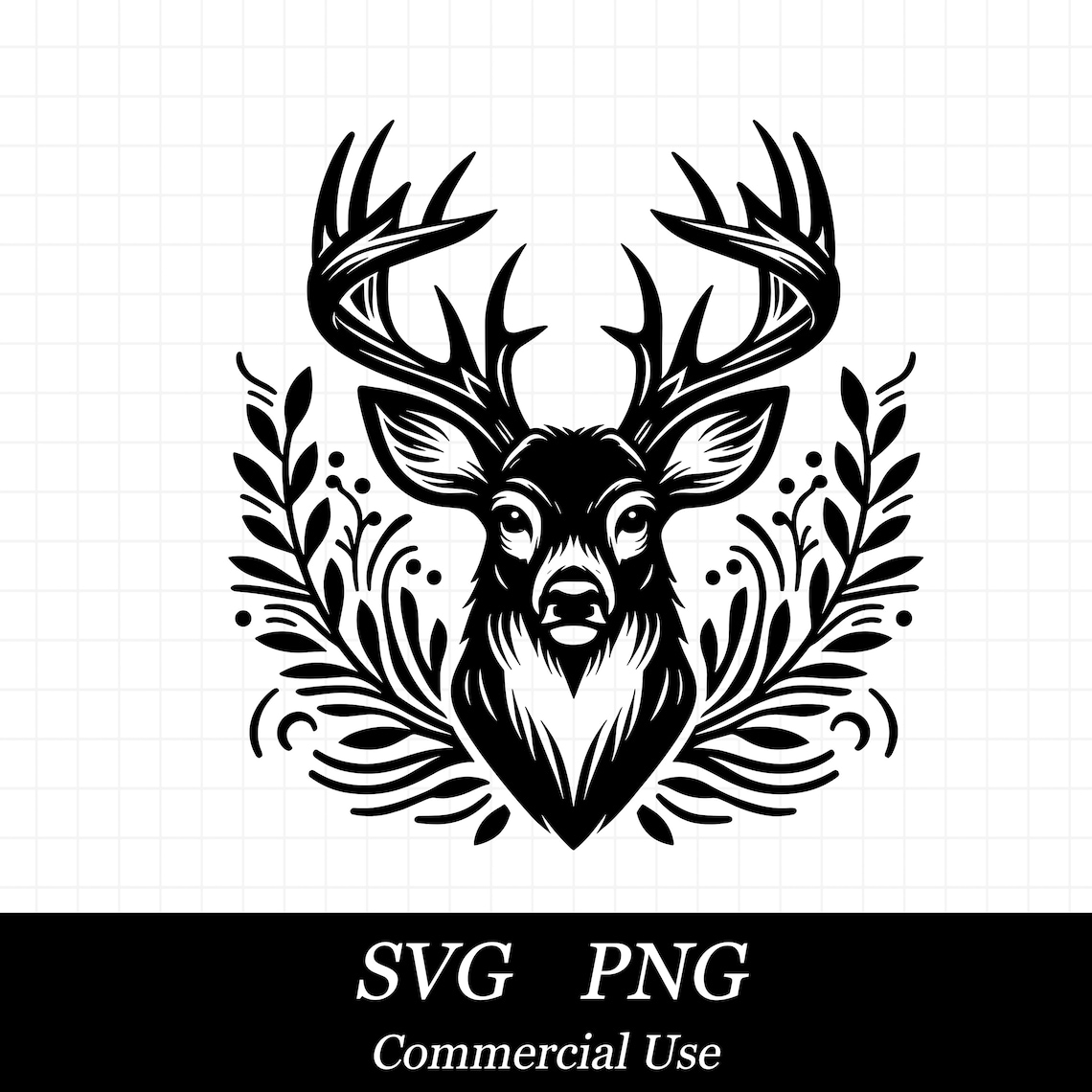 Whitetail Buck Deer SVG PNG, Hunting Svg, Floral Svg, SVG Files for ...