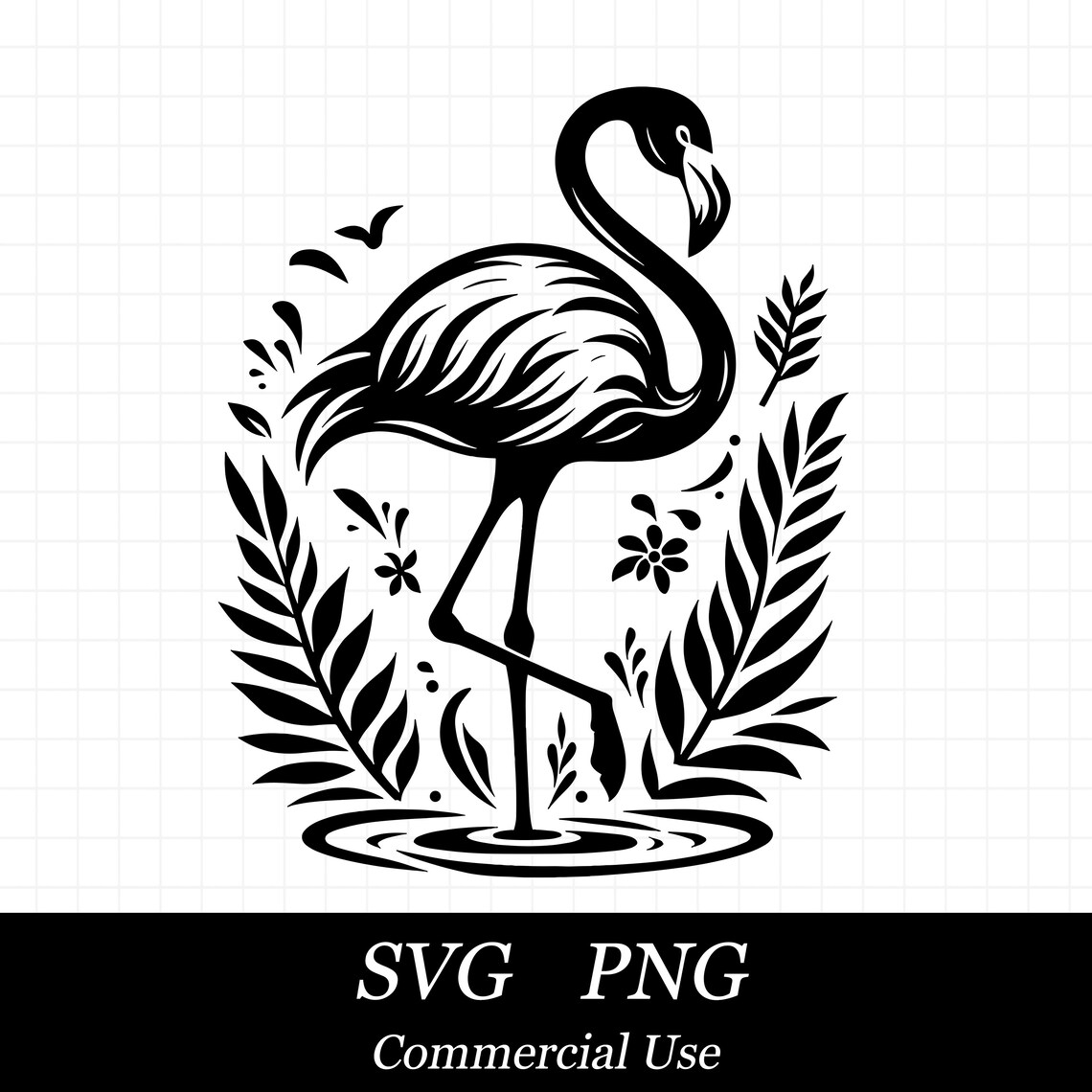 Floral Flamingo SVG File for Cricut, Bird SVG, Summer Png, Commercial ...