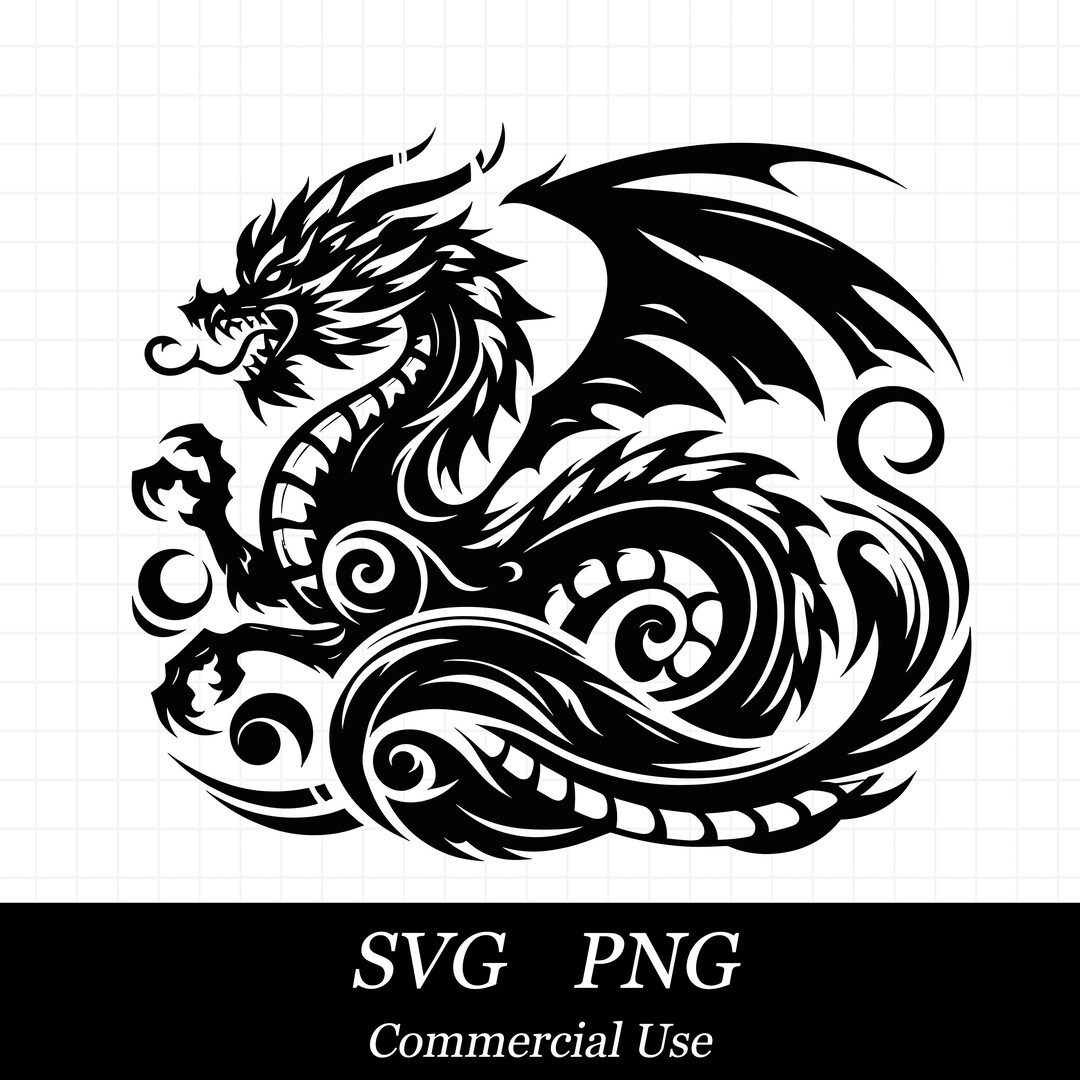 Dragon SVG PNG, Chinese Dragon Svg, Fantasy Svg, SVG Files for Cricut ...