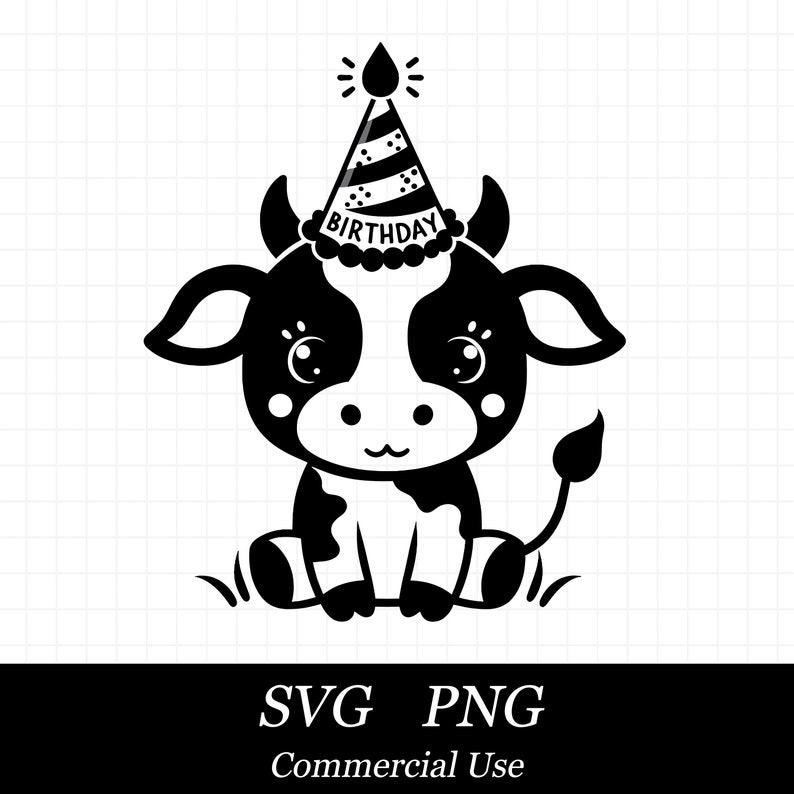 Birthday Cow SVG PNG, Birthday Svg, Cute Cow Svg, SVG Files for Cricut ...