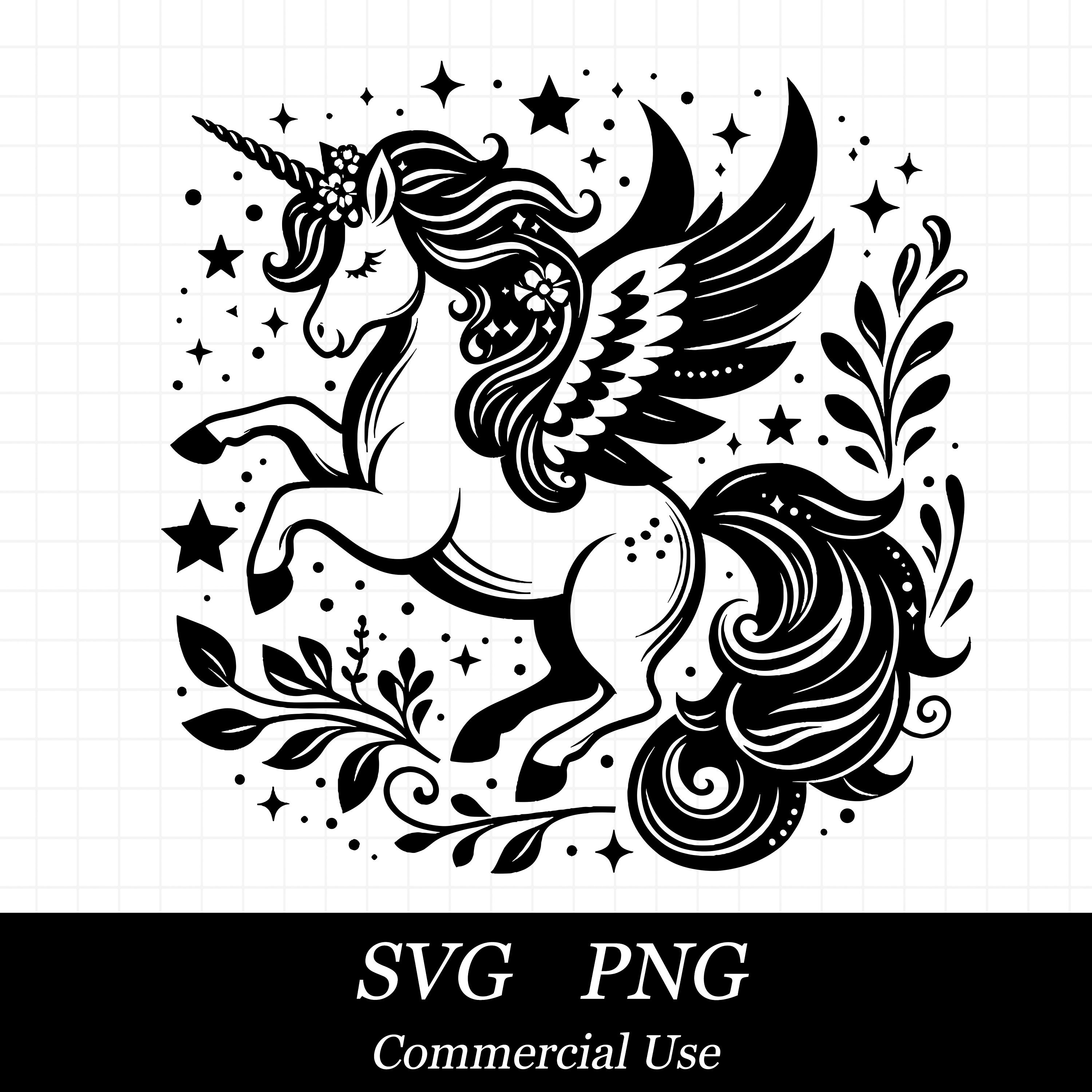 Unicorn Horse SVG PNG Mythical Svg Floral Svg SVG Files for - Etsy ...