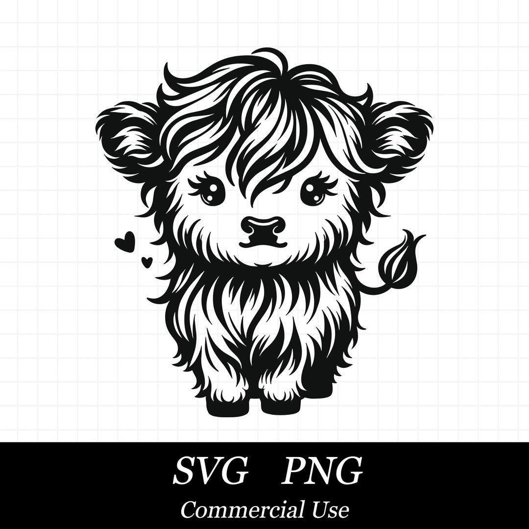 Baby Highland Cow SVG Files for Cricut, Farm Animal Svg, Cute Highland ...
