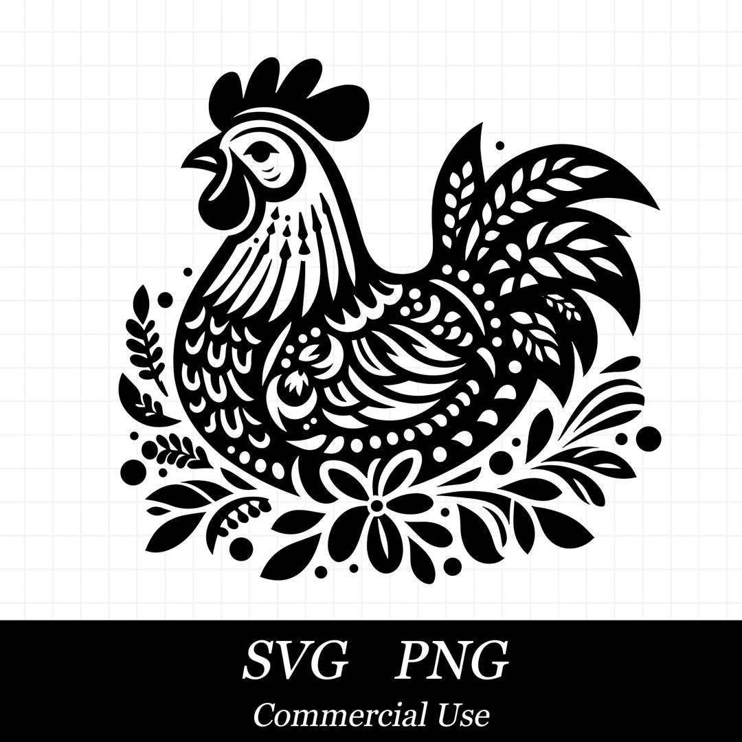 Chicken SVG PNG, Floral Chicken Svg, Farm Animal Svg, SVG Files for ...