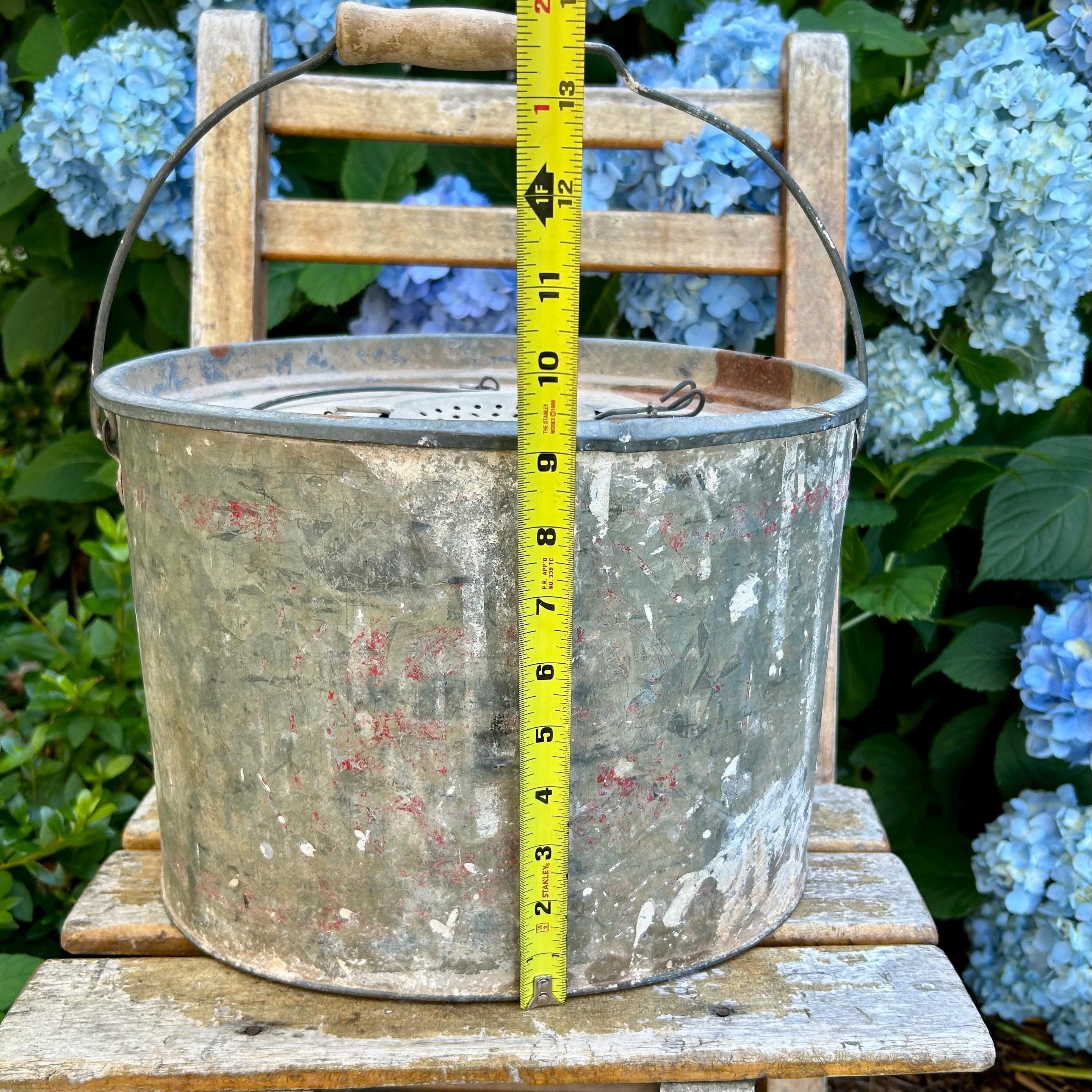 Antique Vintage Galvanized Floating Minnow Bait Fishing Bucket With ...