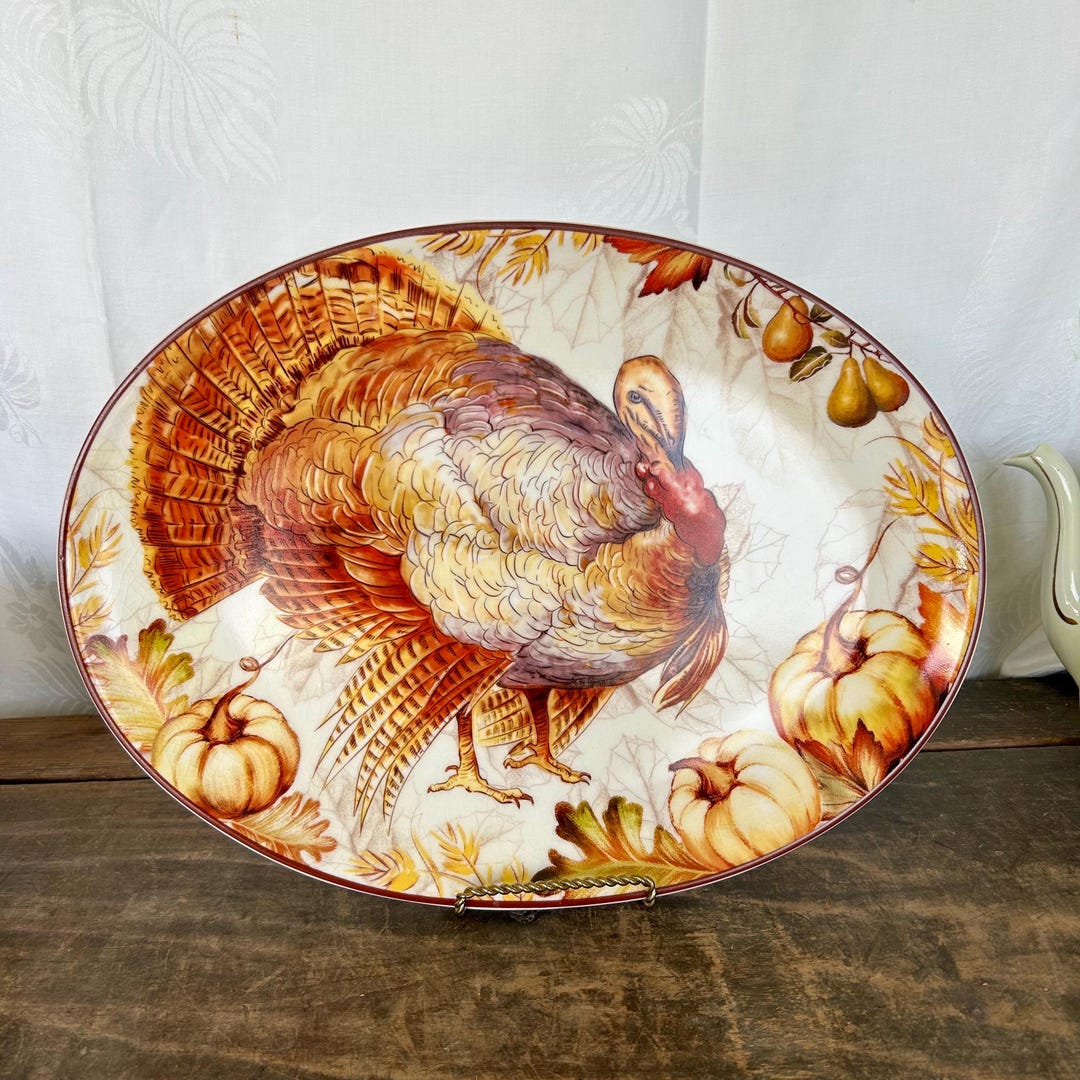 Vintage 16 Inch Ceramic Turkey Platter “autumn Harvest” by Bilmore for ...