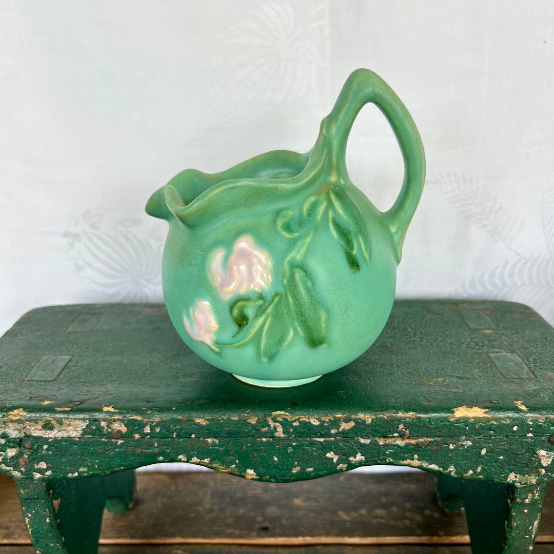 Weller Pottery Matte Mint Green Tilted Ball Handled Pitcher/vase - Etsy