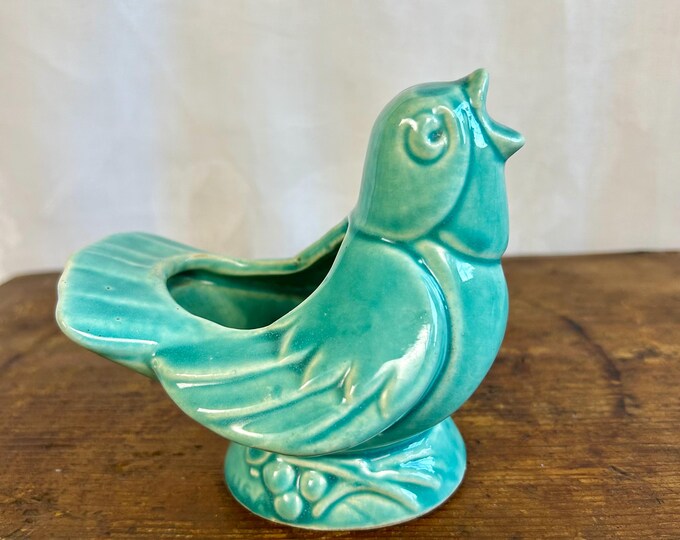 Vintage Mccoy Pottery Singing Bird Planter in Turquoise - Etsy