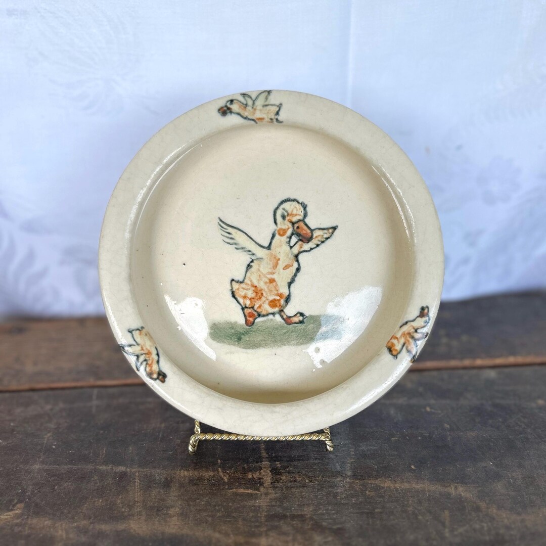 Adorable Vintage Weller Ware Pottery Hand Painted Duck Zona Baby Child ...