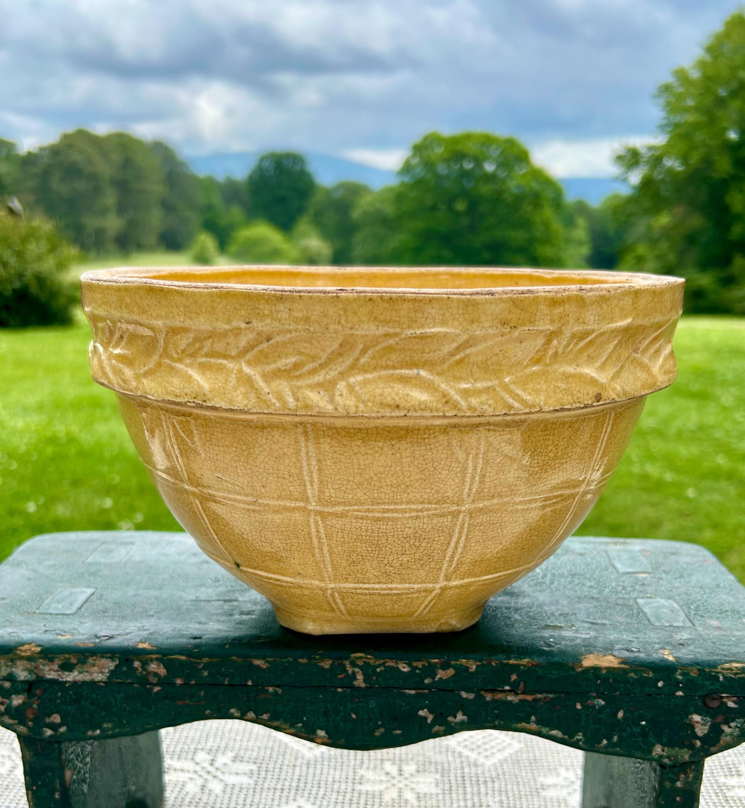 Vintage Mccoy Pottery Number 9 Yellow Ware Windowpane Mixing Bowl With ...
