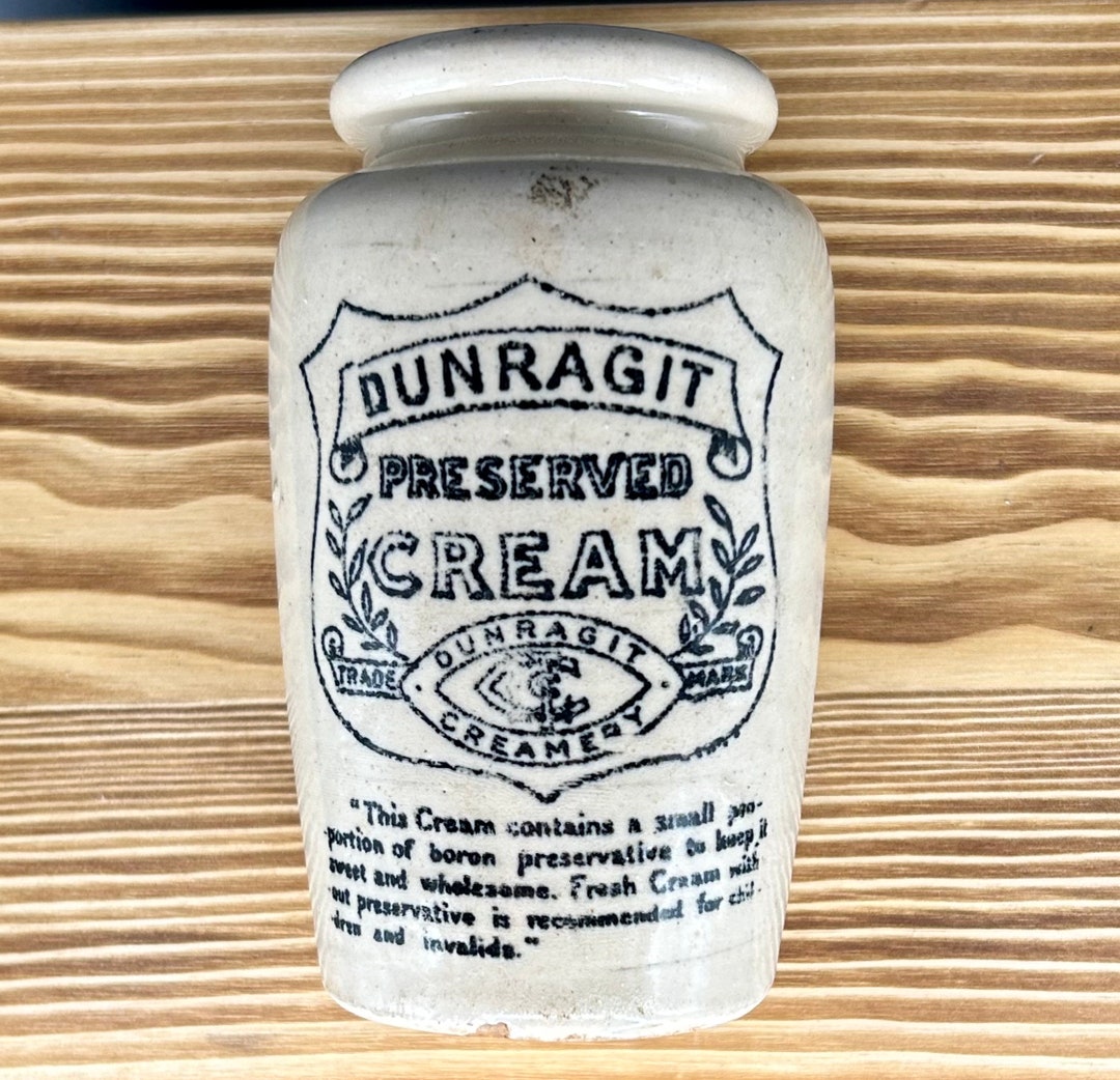 Antique Dunragit Dairy Cream Ironstone Pot Jar English Advertising - Etsy