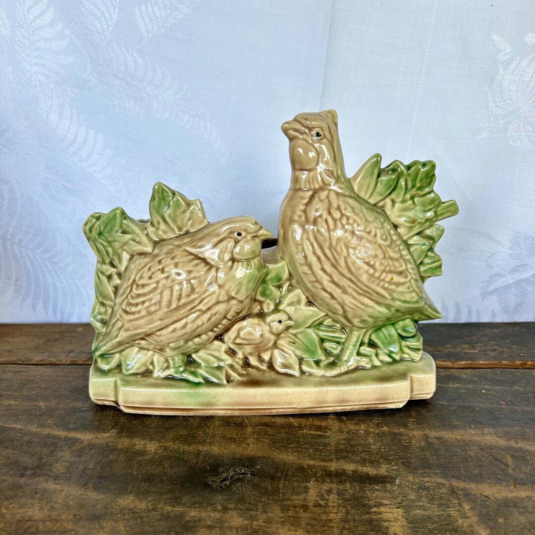 Vintage Mccoy Pottery Quail Family Figural Planter - Etsy