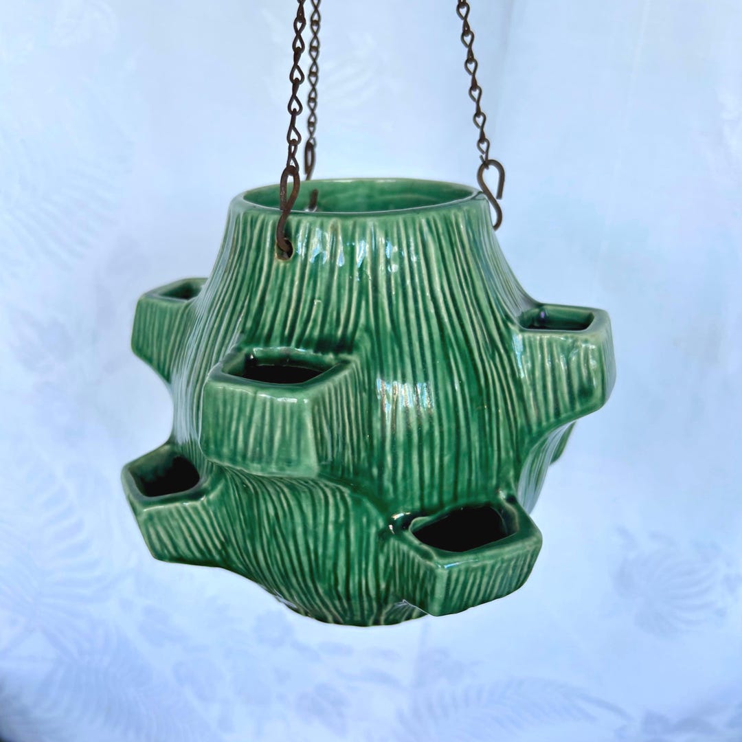 Vintage Mccoy Strawberry Hen and Chicks Hanging Planter With Original ...