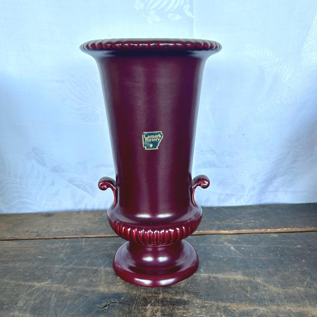 Vintage Camark Burgandy Urn Shaped Vase Form 573 With Original Camark ...