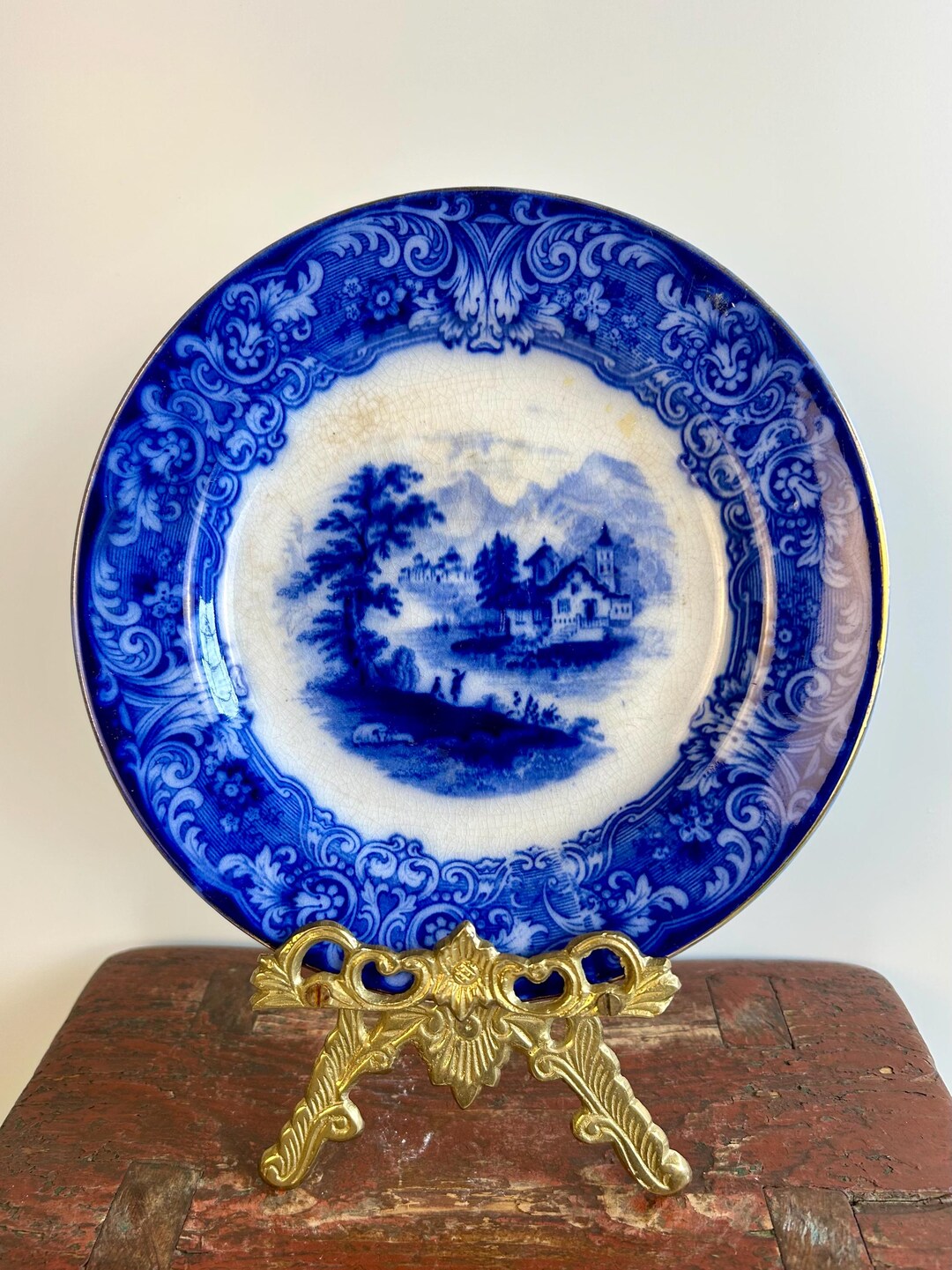Rare Antique Flow Blue Royal Doulton Transferware Plate in the Geneva ...
