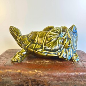 Vintage Mccoy Pottery Smiling Turtle Planter in Rare Olive Green - Etsy
