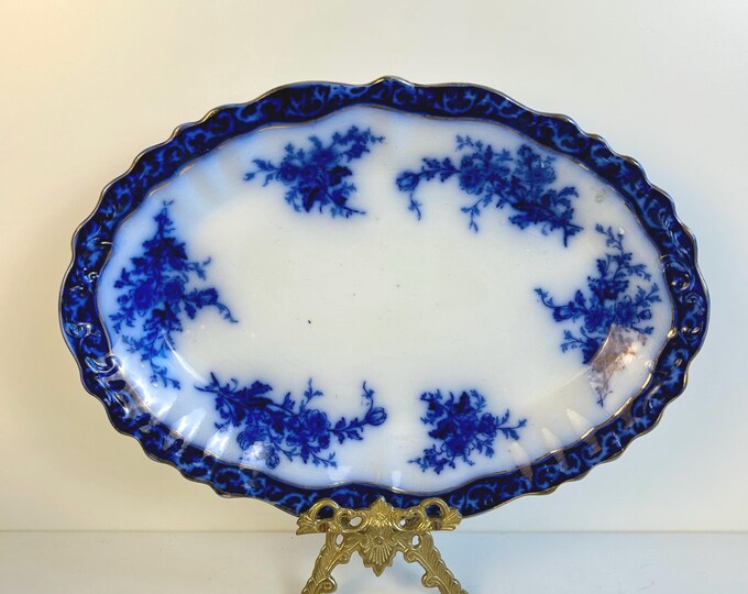 Gorgeous Antique Flow Blue Stanley Pottery England Transferware Large ...