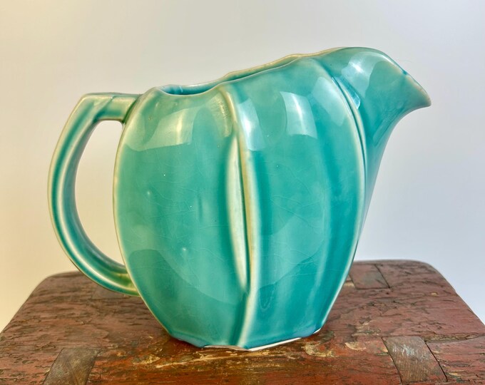 Vintage Mccoy Pottery Turquoise Green Tulip Pitcher - Etsy