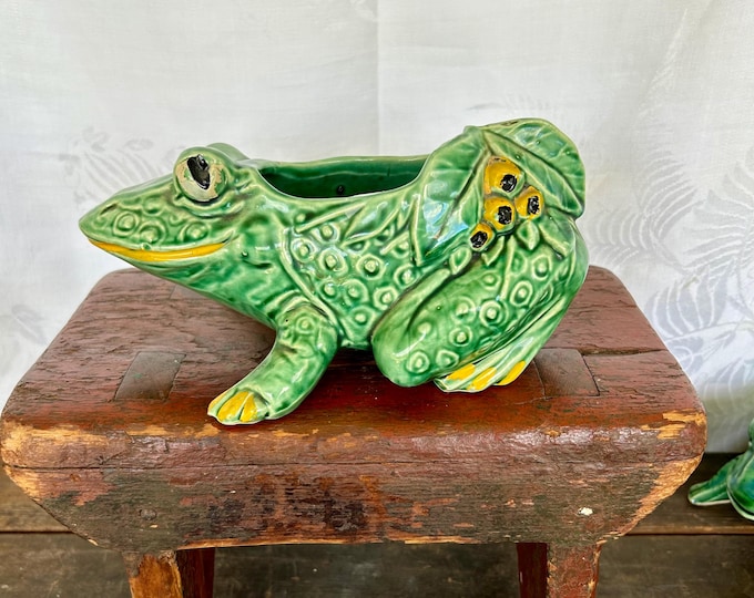 Vintage Mccoy Pottery Retro Frog Planter With Painted Accents - Etsy