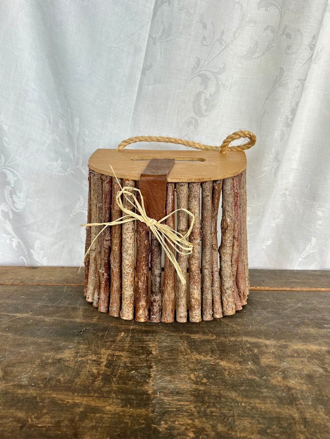 Charming Vintage Fishing Basket Twig Tissue Box Cover/holder, Cabin ...