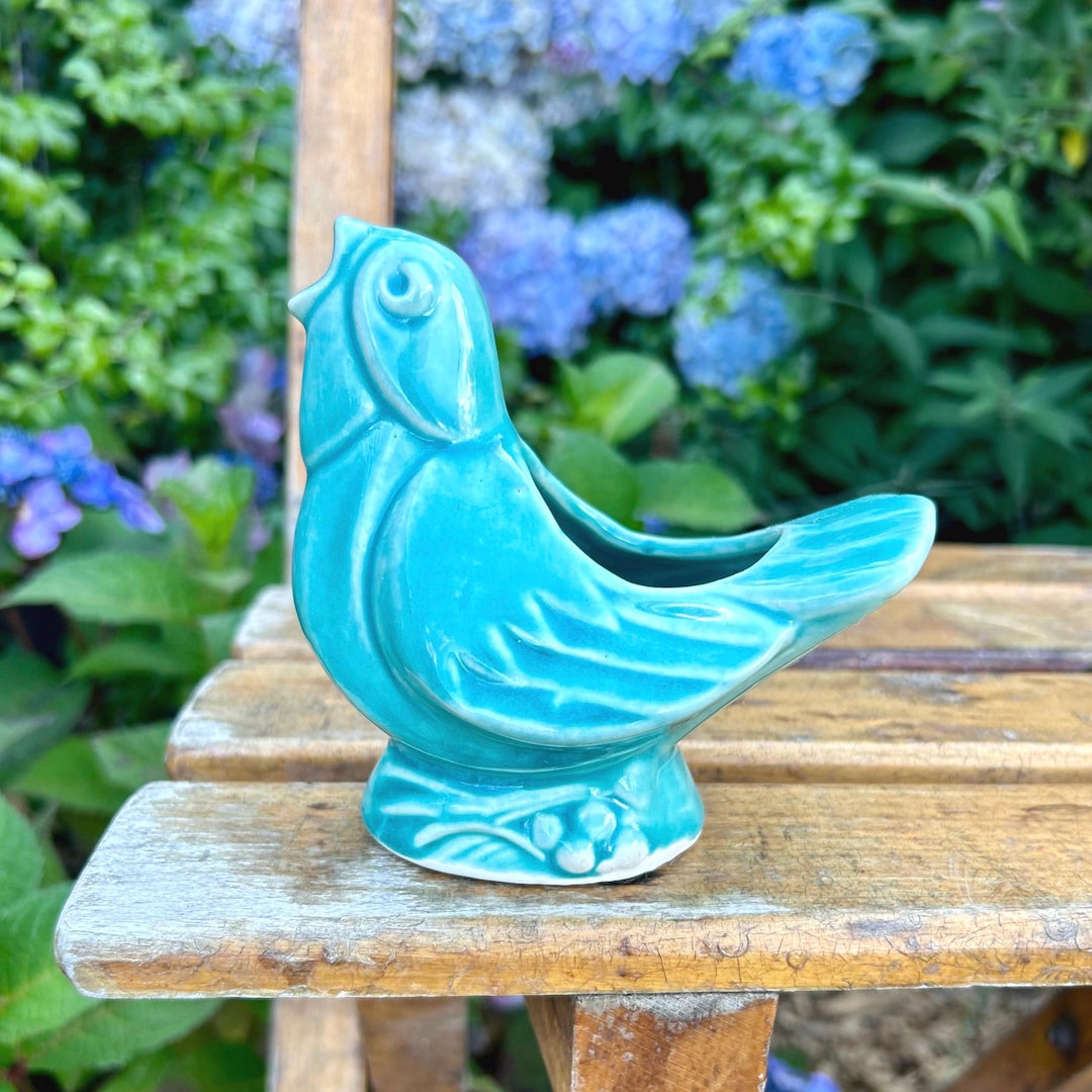 Vintage Mccoy Pottery Singing Bird Planter in Turquoise-has Chip - Etsy