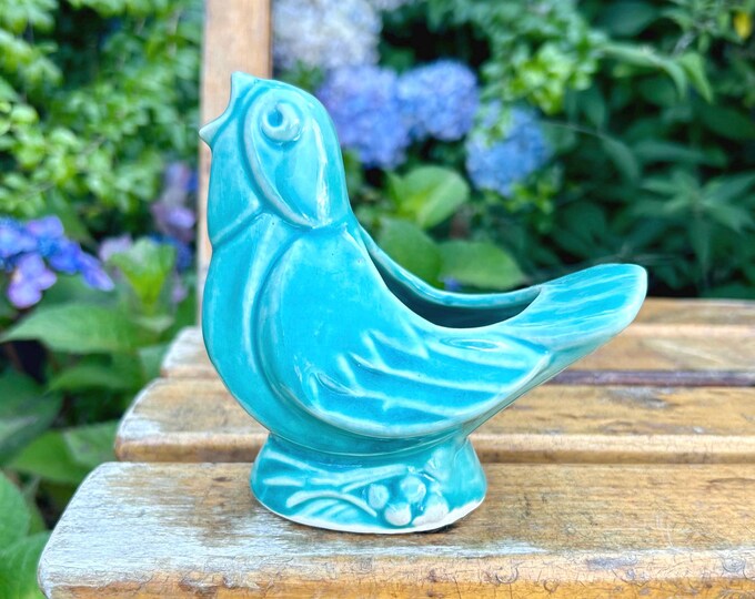Vintage Mccoy Pottery Singing Bird Planter in Turquoise-has Chip - Etsy