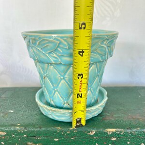 Vintage Mccoy Pottery Quilted Planter With Attached Saucer in Blue - Etsy