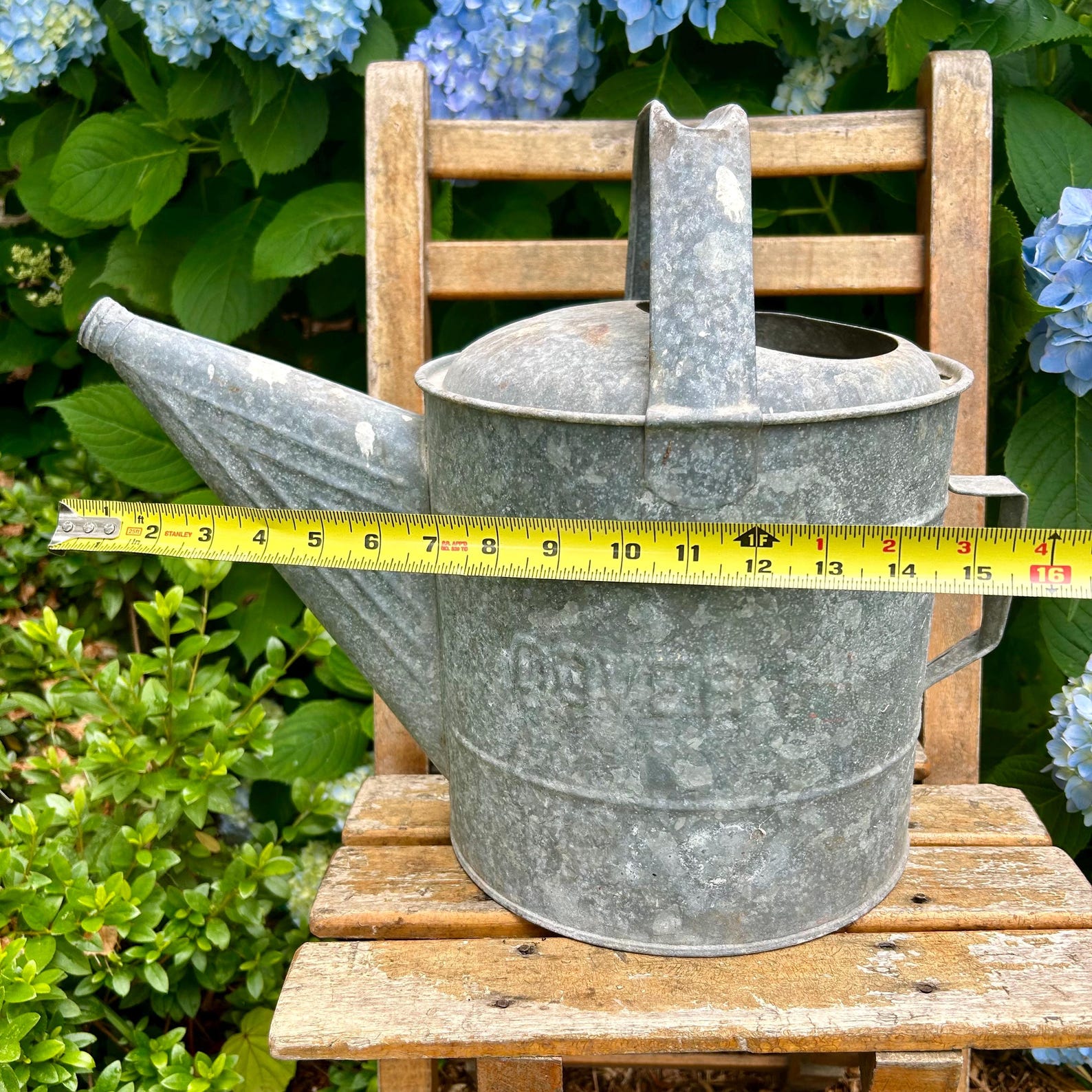 Large Vintage Galvanized Zinc Dover Corporation Double Handled Watering ...